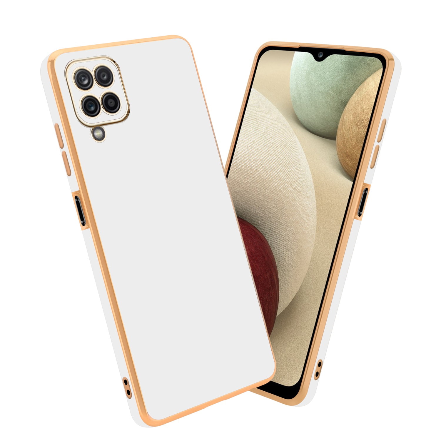 Cadorabo TPU Case for Samsung Galaxy A12 / M12 in Glossy White - Gold ...