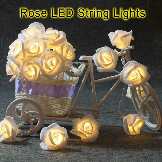 Cadorn 1.2m 10 - LED Rose Flower String Lights, Warm White, Battery ...