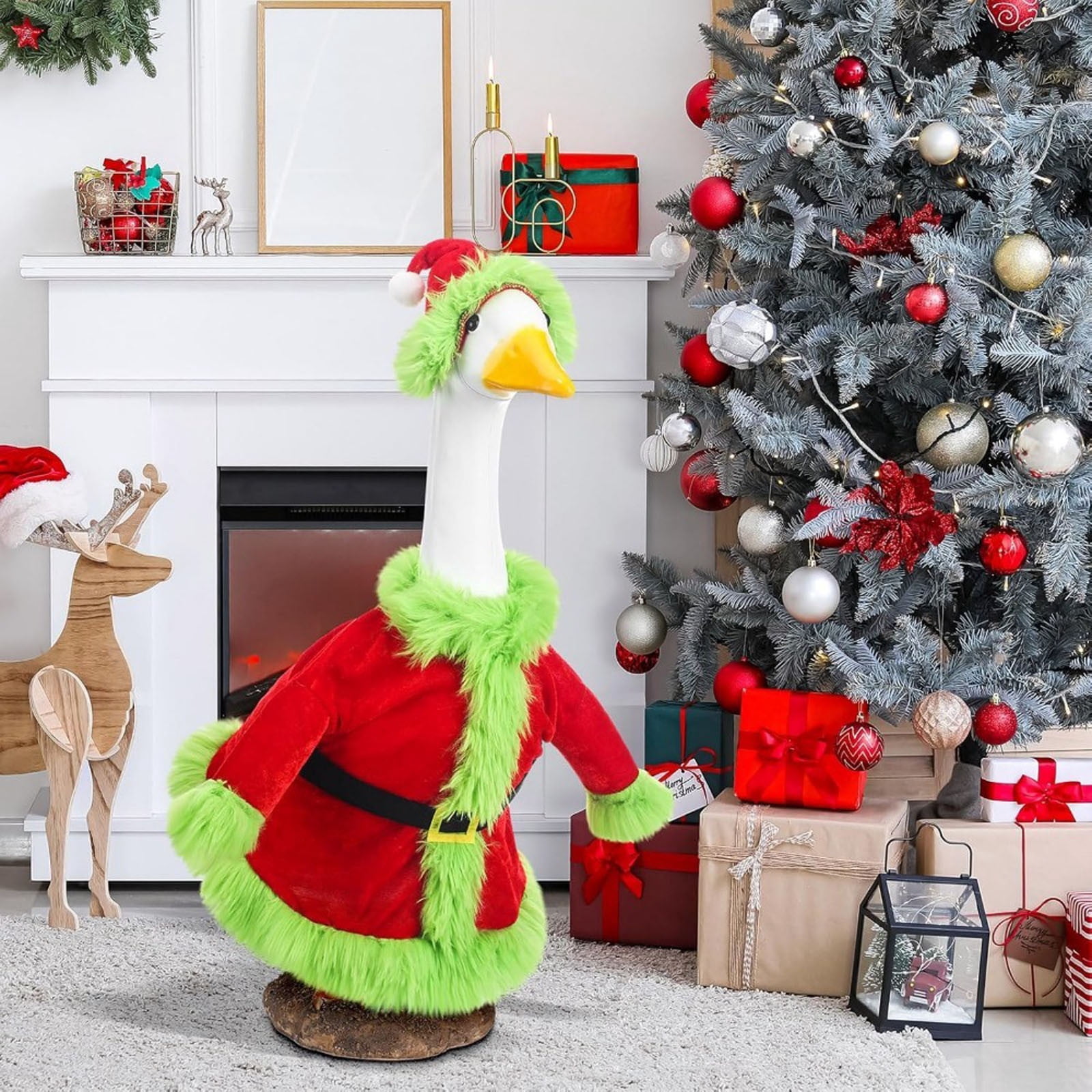 Cadorn 1PCS Christmas Porch Goose Outfit Set, Festive Red & Green ...