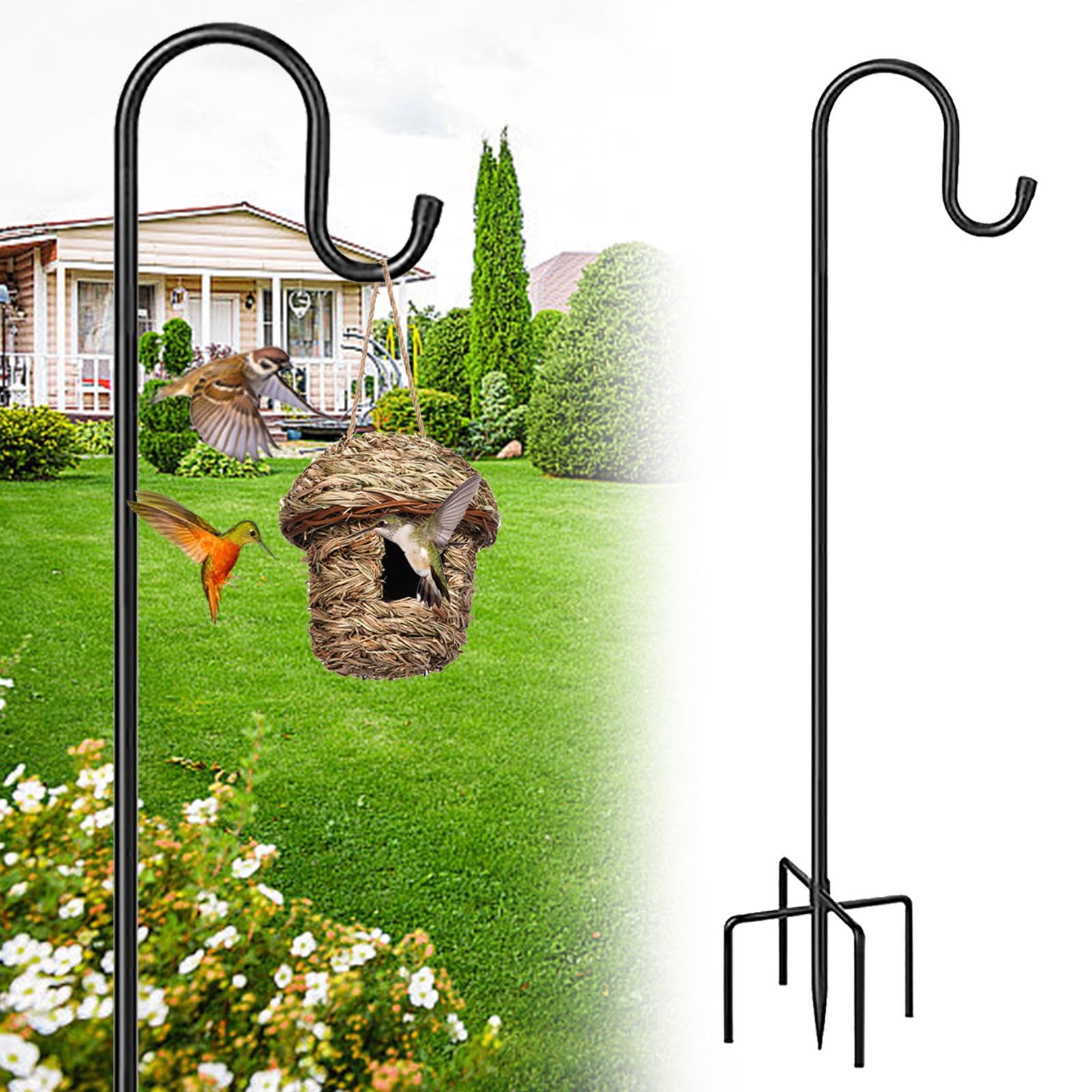 Cadorn 1PCS Outdoor Hummingbird Feeder with Shepherd Hook Hanging ...
