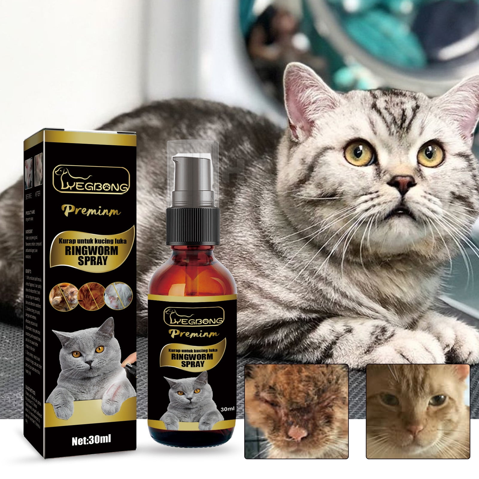 Cadorn 30ml Cat Ringworm Spray – Antifungal Pet Skin Care Solution for ...