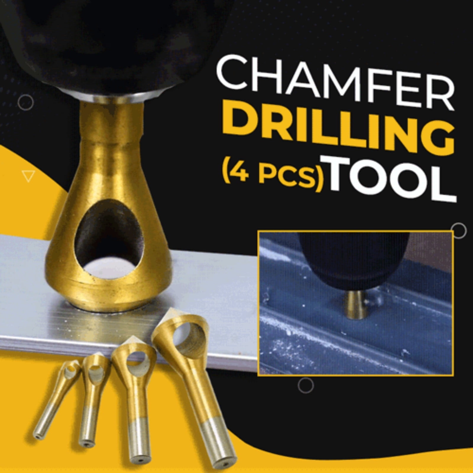 Cadorn 4 - Piece Titanium - Coated HSS Countersink Deburring Tool Set ...