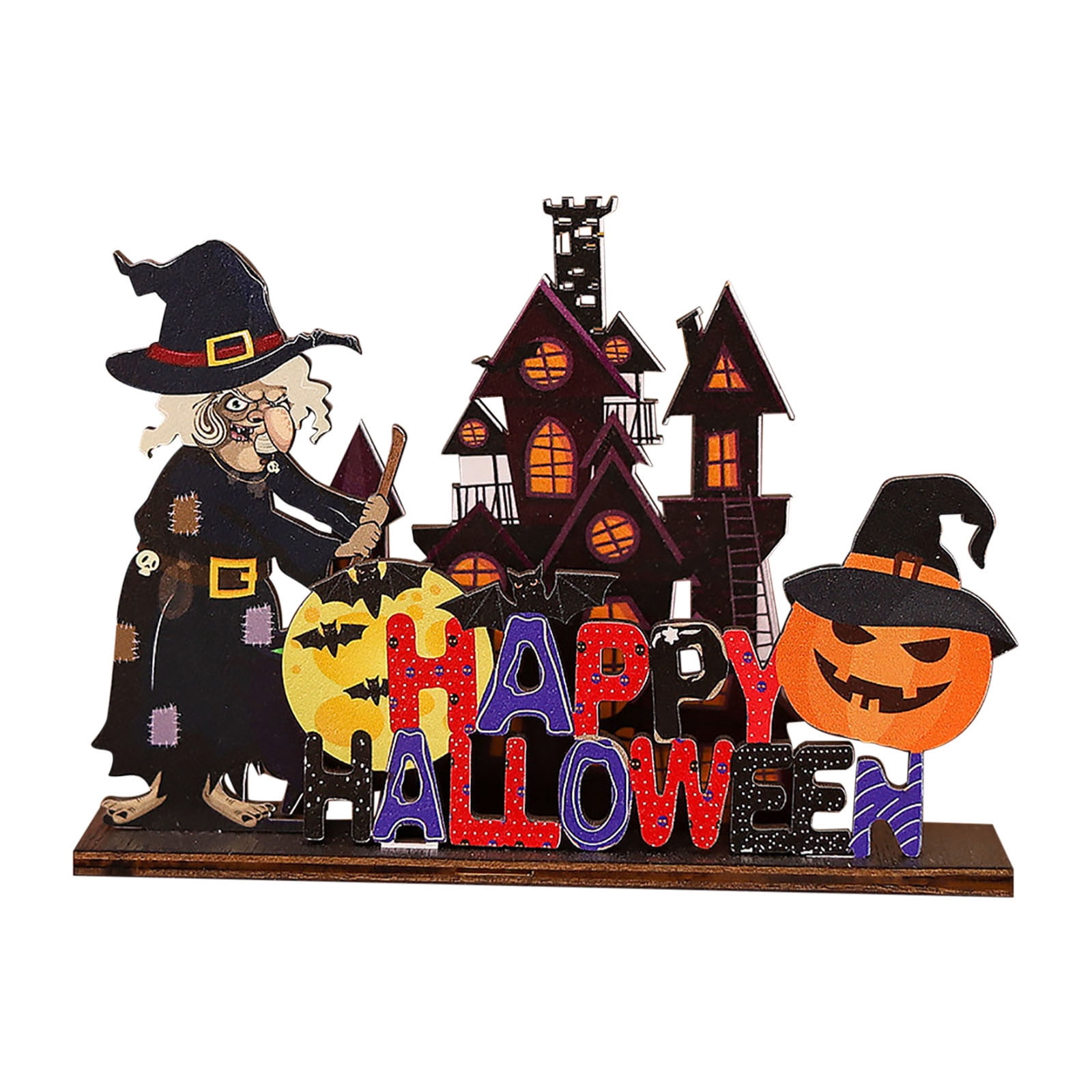 Cadorn 4-Piece Wooden Halloween Decorations Set with Halloween Events ...