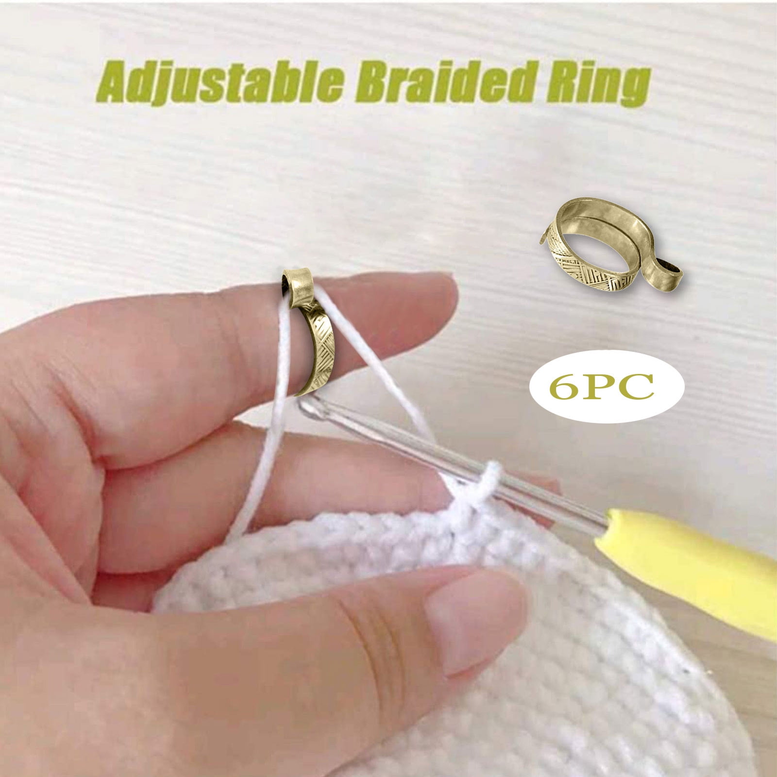 Cadorn 6PCS Gold - Tone Knitting Ring Tools, Finger - Worn Knitting Aids for Crochet & Sewing ...
