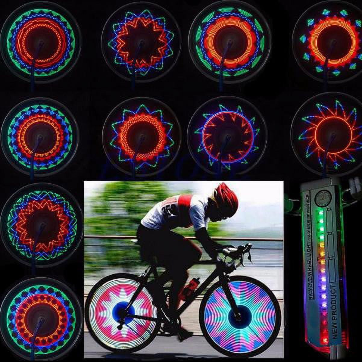 Cadorn Bike Wheel Lights, Colorful LED Spoke Lights for Night Riding ...