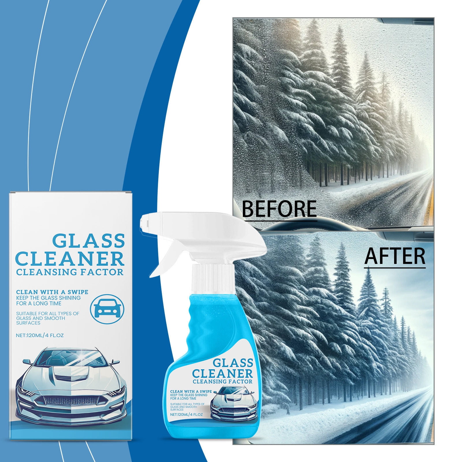 Cadorn Car Windshield Cleaner, 120ml Glass Cleaning Solution, Streak ...