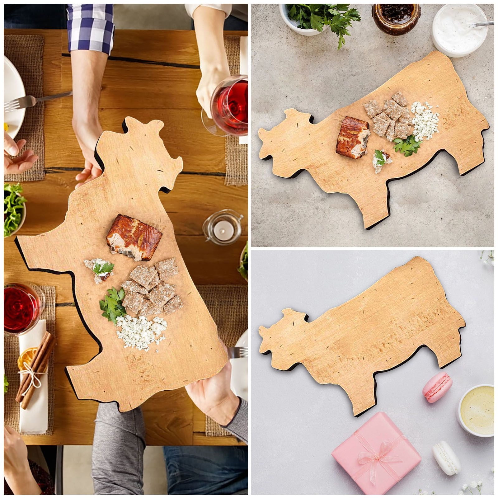 Cadorn Cow-Patterned Wooden Decorative Serving Tray – Farmhouse Style ...