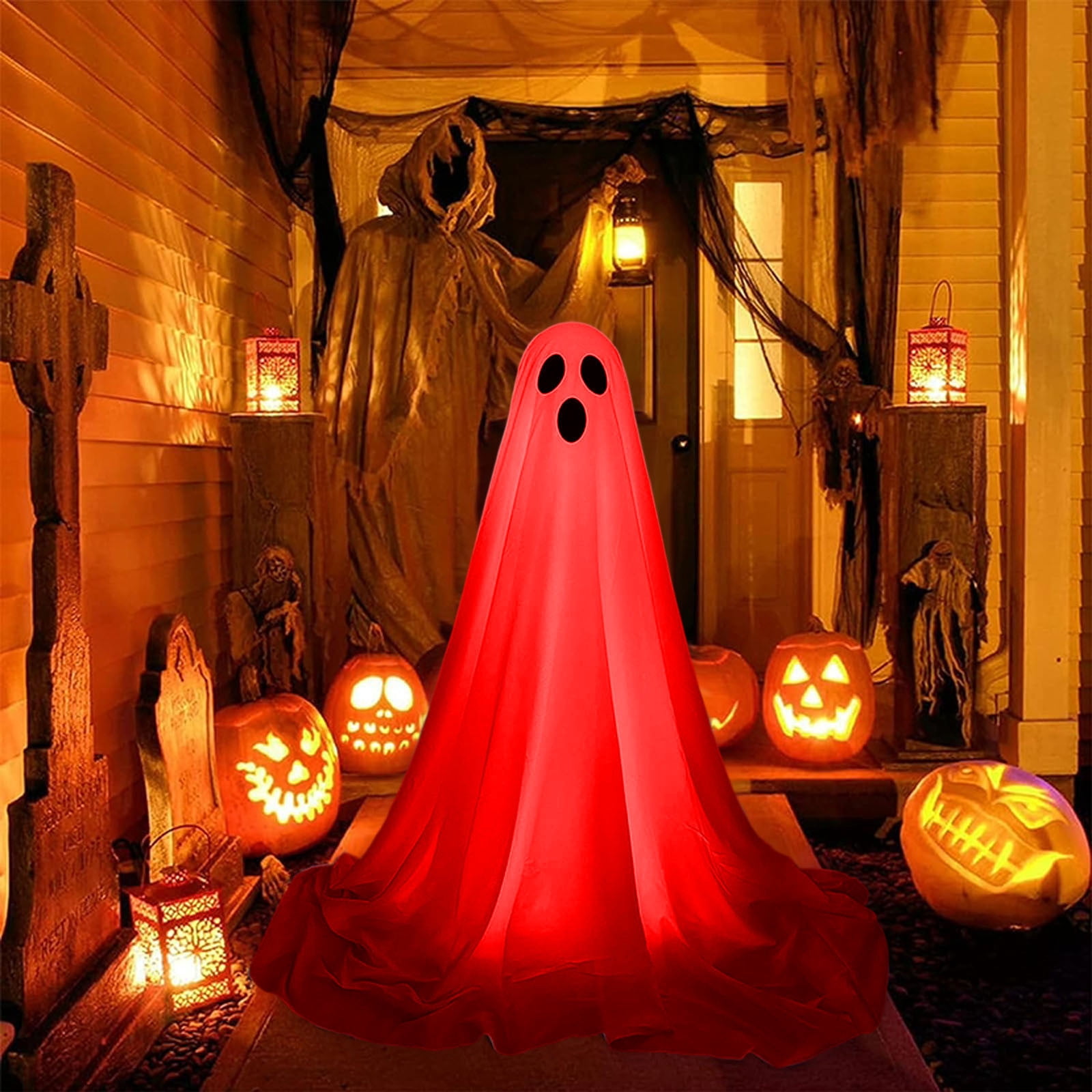 Cadorn Halloween Ghost Decoration Lamp-1.2m White Fabric Ghost Light,3m ...