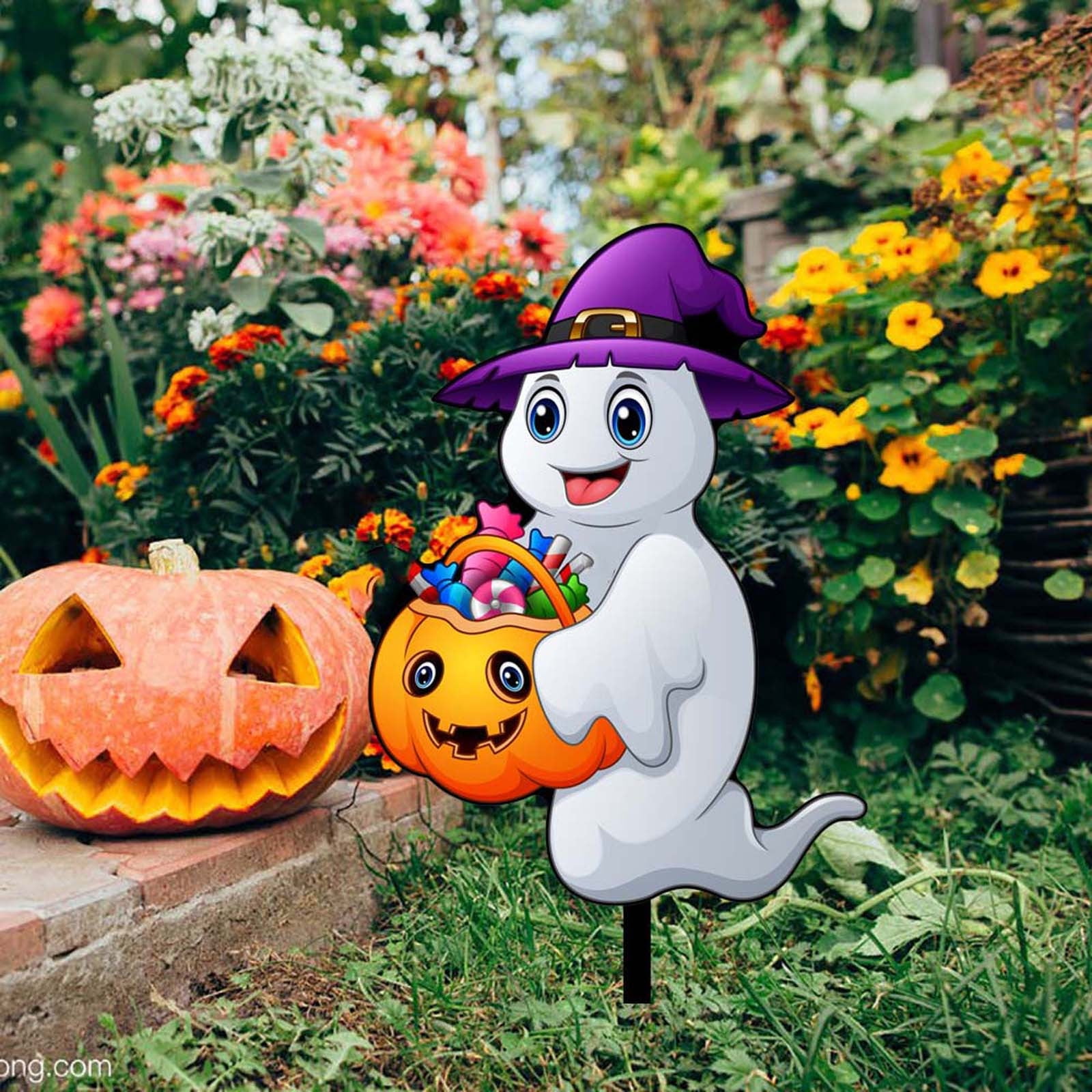 Cadorn Halloween Ghost Pumpkin Yard Decorations - 3D Lighted Outdoor ...
