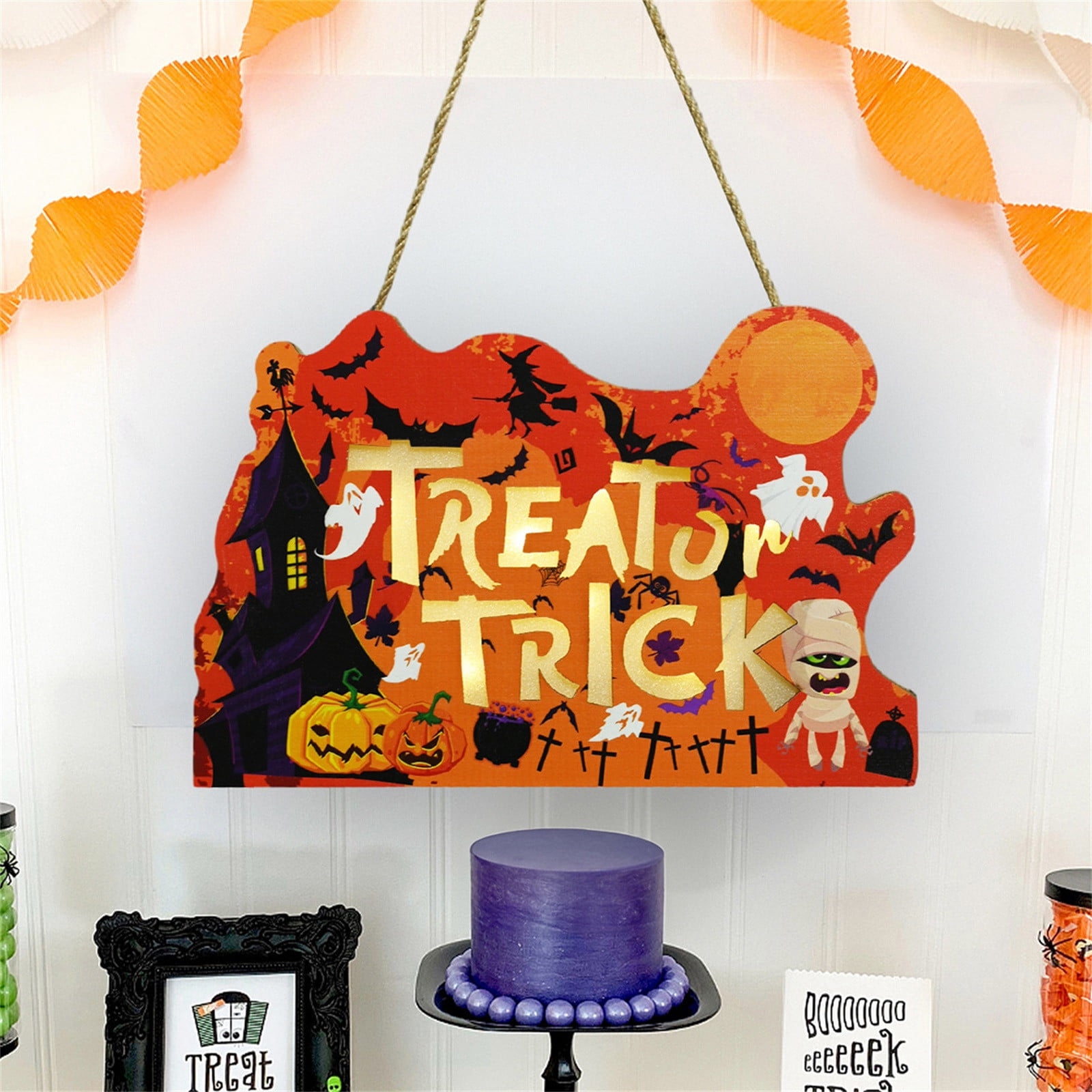 Cadorn Halloween Hanging Sign for Front Door Decor - Spooky Skull ...