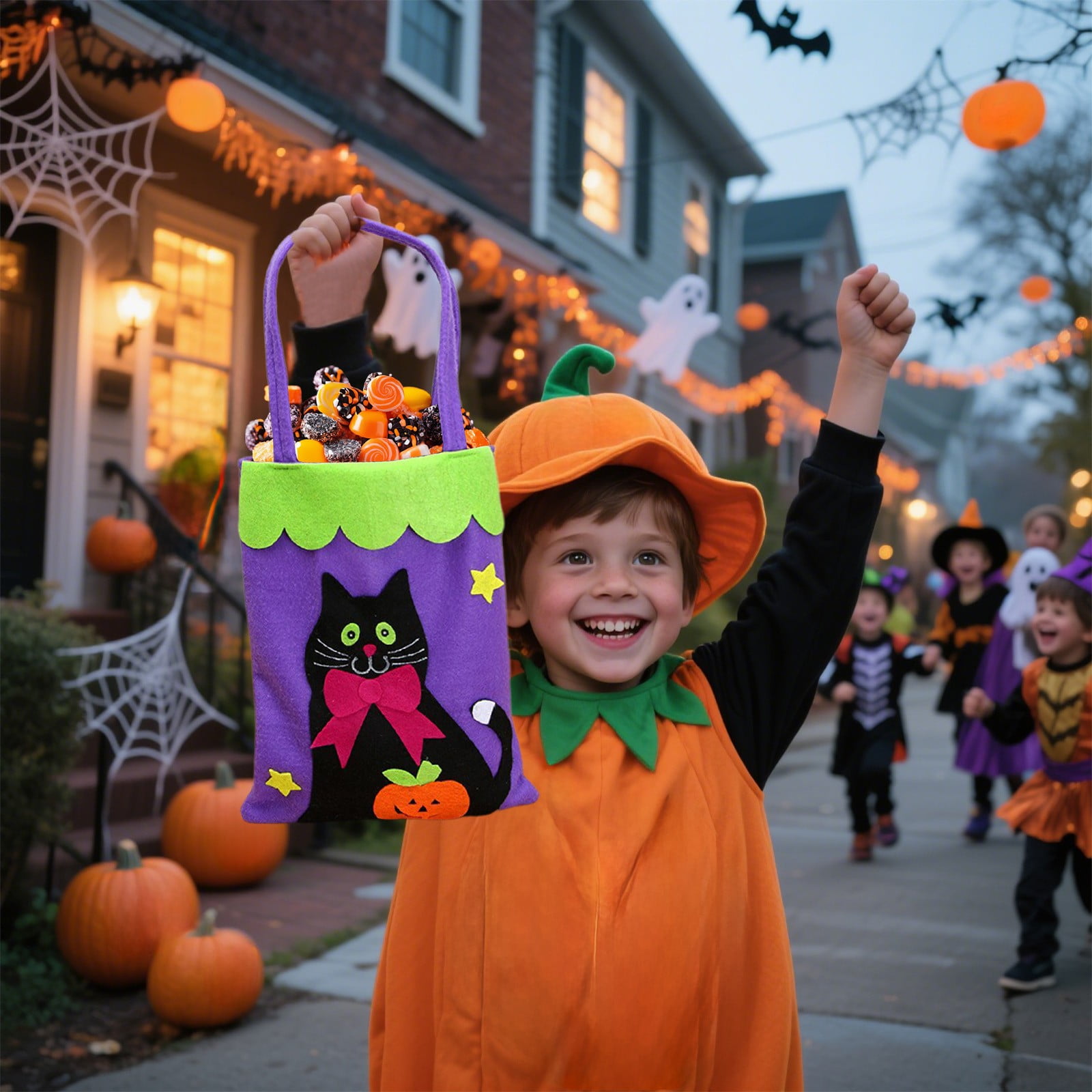Cadorn Halloween Non-Woven Tote Candy Bag - Reusable Trick or Treat ...
