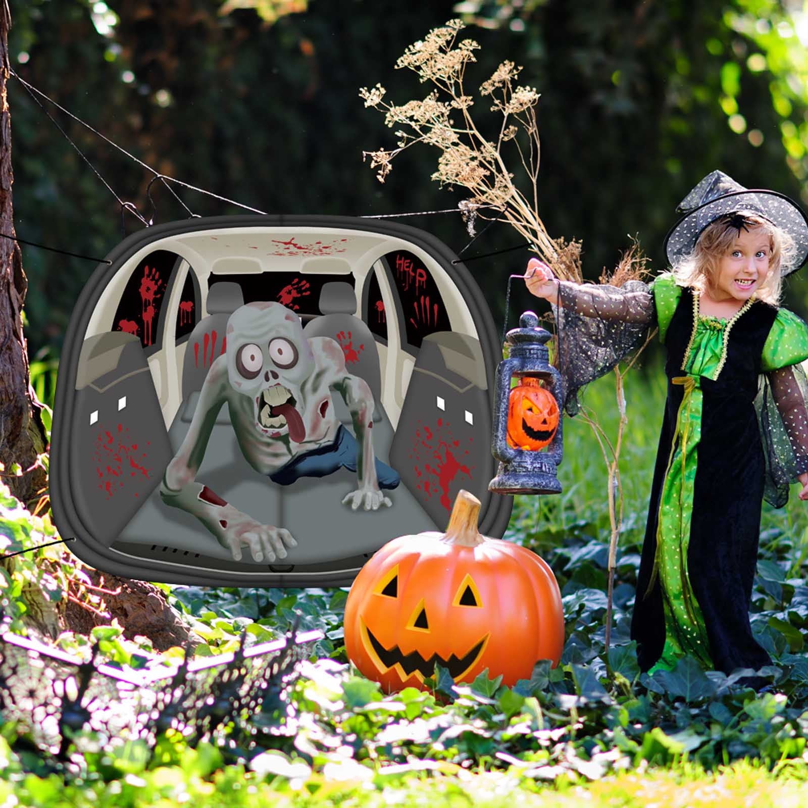Cadorn Halloween Skull Car Trunk Decoration with Bloody Handprint ...