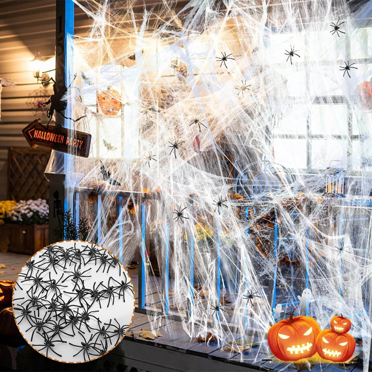 Cadorn Halloween Spider Web Decorations with 30 Fake Spiders - Haunted ...