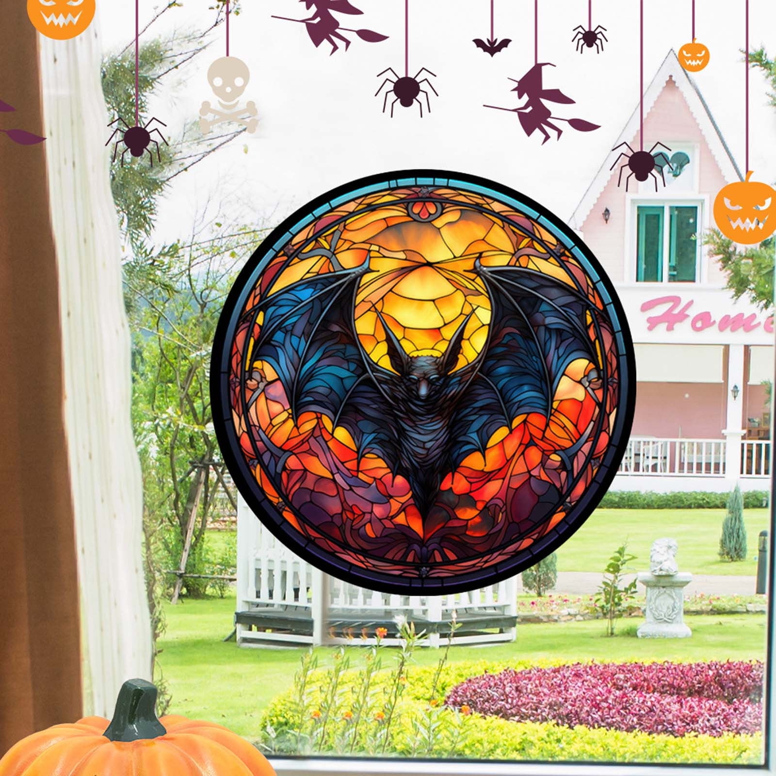 Cadorn Halloween Static Window Stickers - Bat Crow Pumpkin Design ...