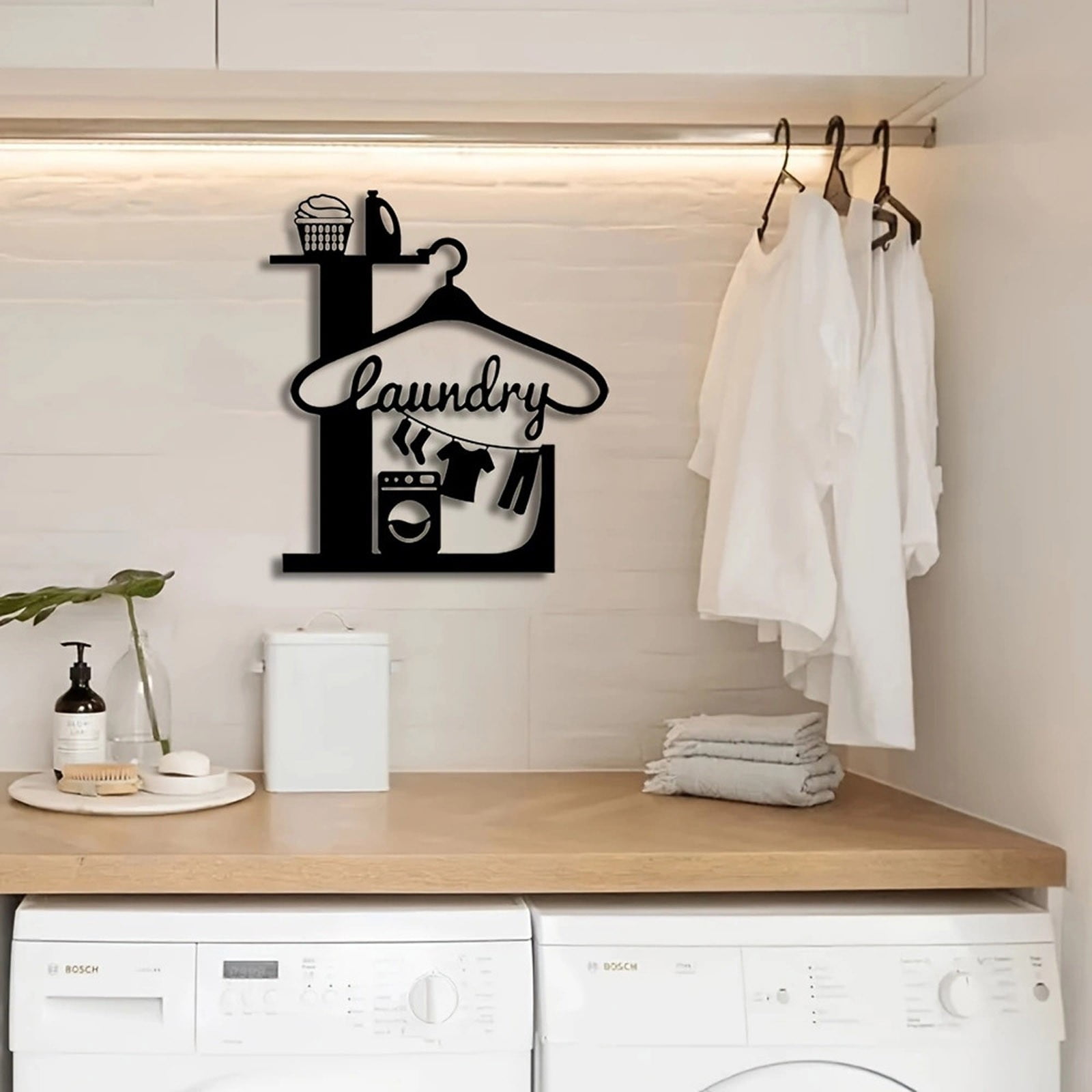 Cadorn Laundry Room Decor: Alphabet Clothes Hanger Wall Sign, Rustic ...