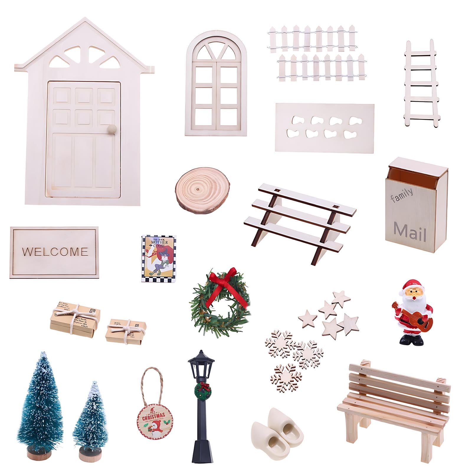 Cadorn Mini Small Eaves Door Christmas Set - Miniature Scene Simulation ...