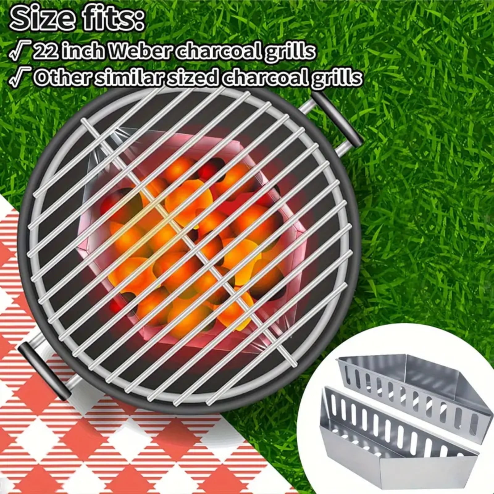 Cadorn Portable Charcoal Grill Rack & Storage Container, Folding BBQ ...