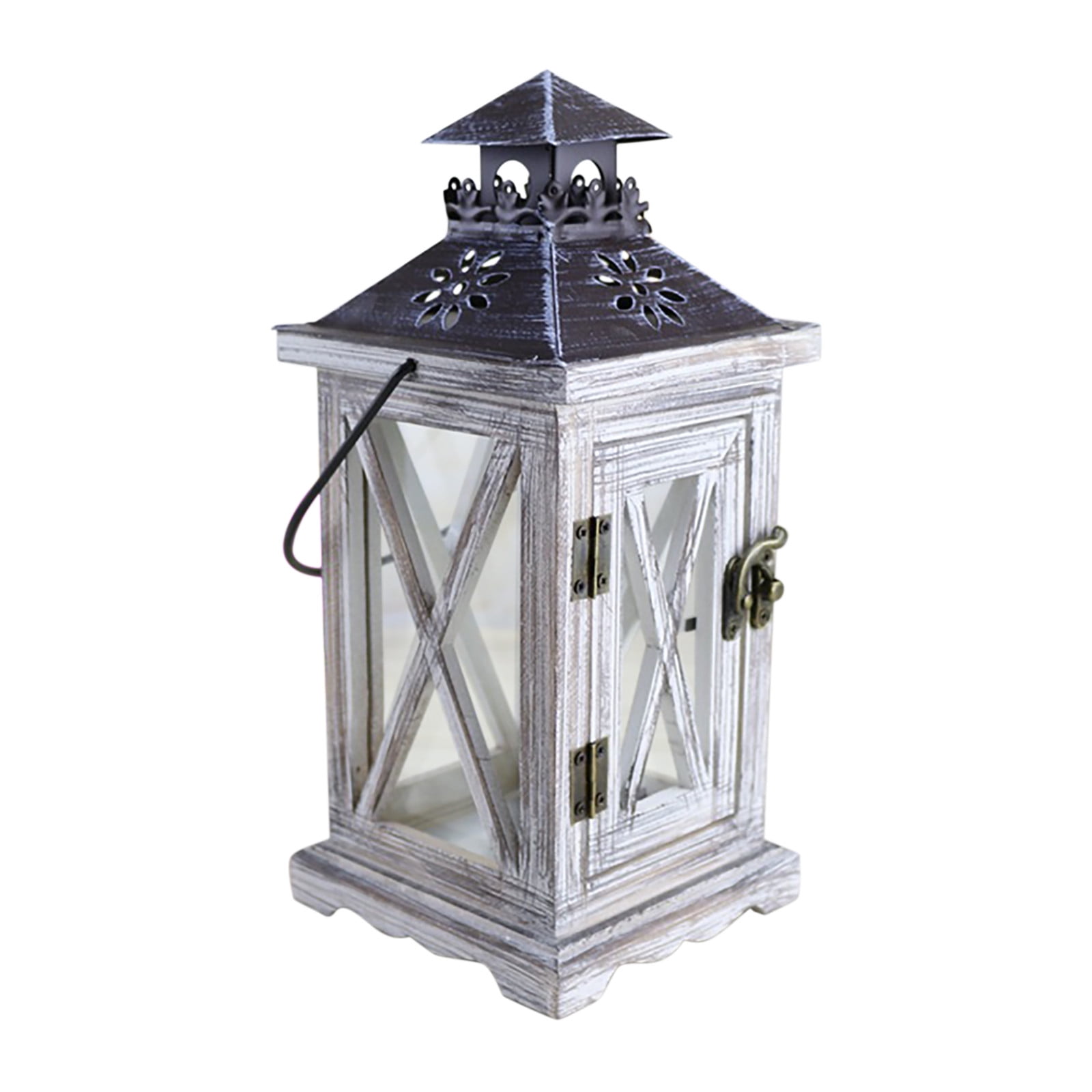 Cadorn Rustic Wooden Lantern Candle Holder - Vintage Tabletop Soft ...