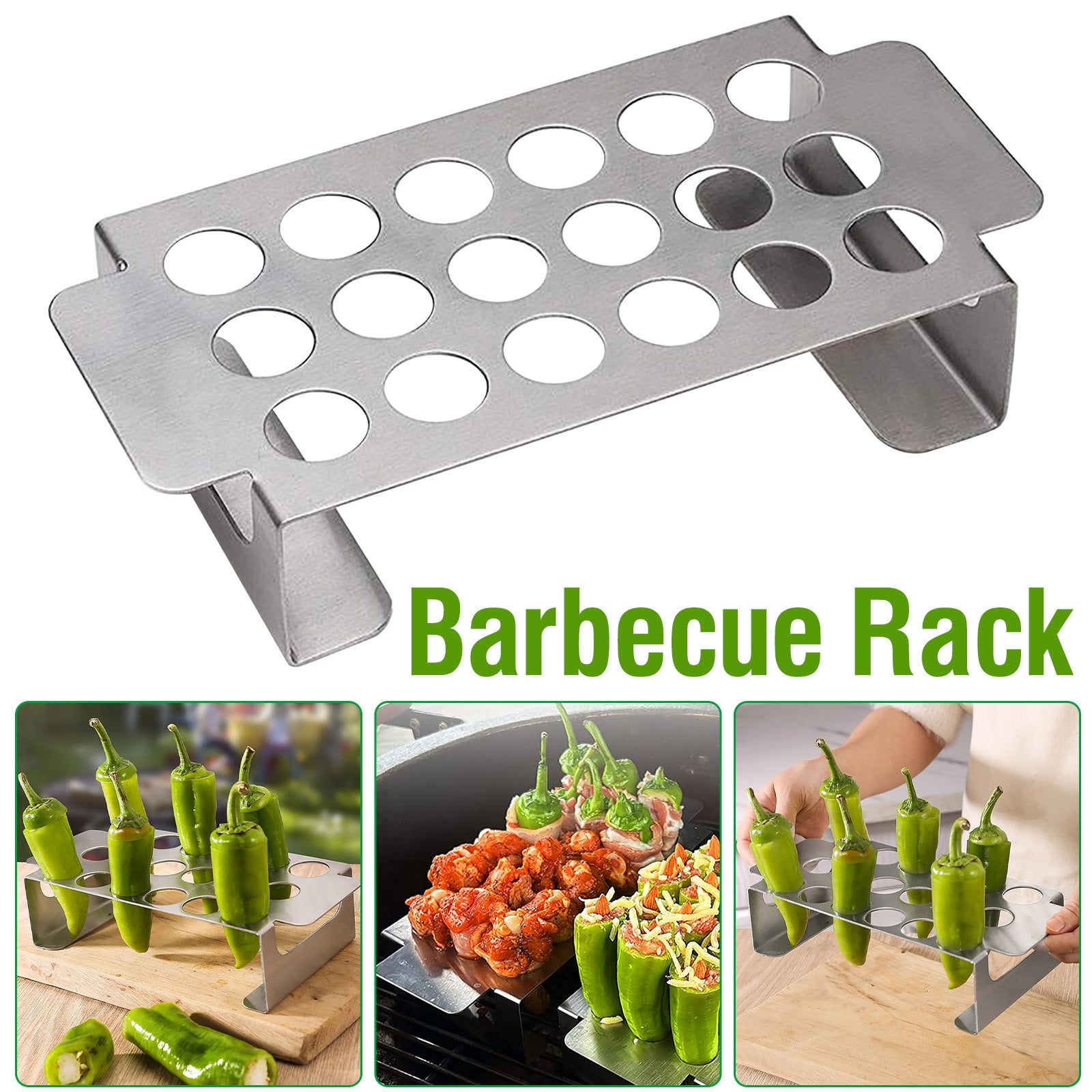 Cadorn Stainless Steel BBQ Rack - 15/18 Hole Pepper & Vegetable Grill ...