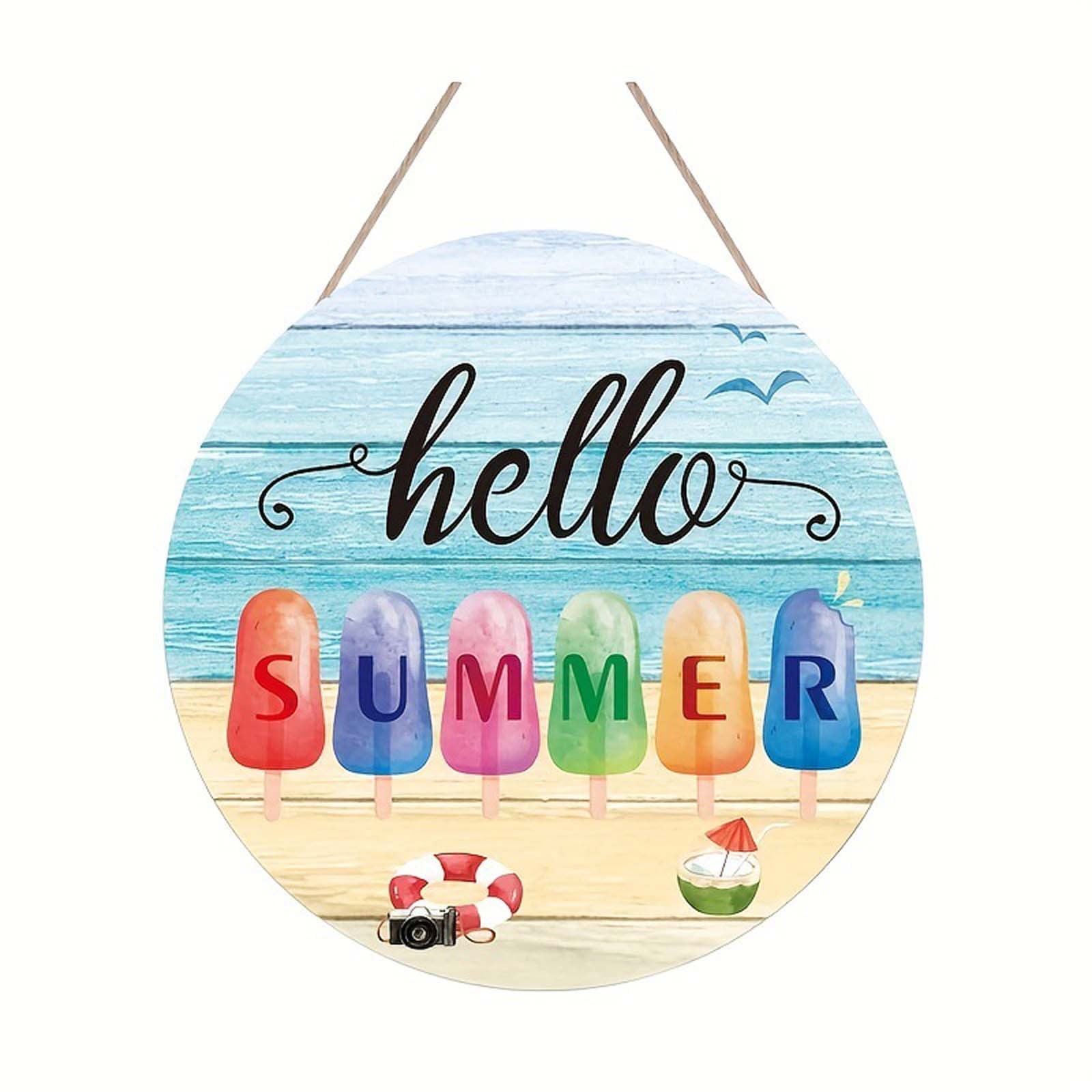 Cadorn Summer Wooden Ice Cream Hanging Sign – Beach-Themed Welcome ...