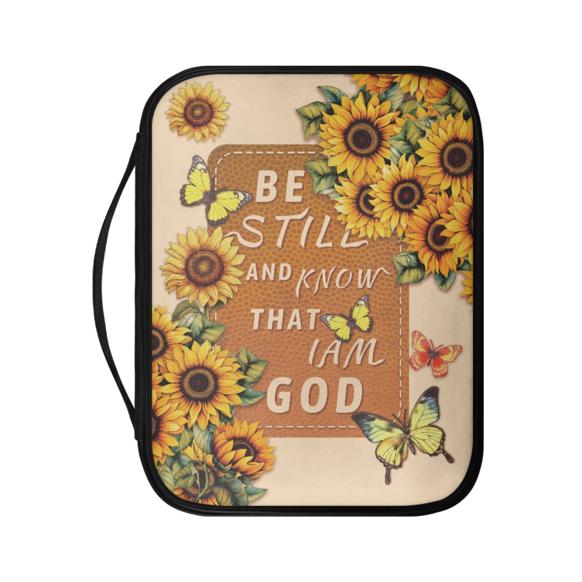 FKELYI Bible Cover with Zipper Pocket Sunflower Yellow Butterfly Print ...