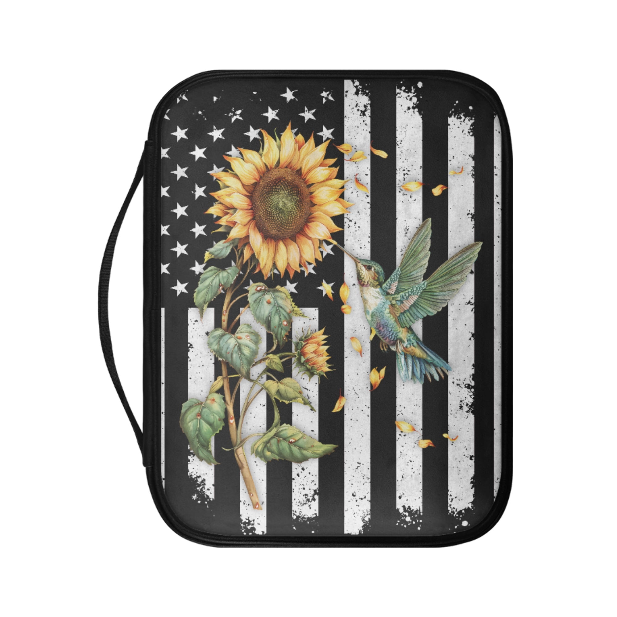 FKELYI Hummingbird Sunflower American Flag Print Bible Cover with ...