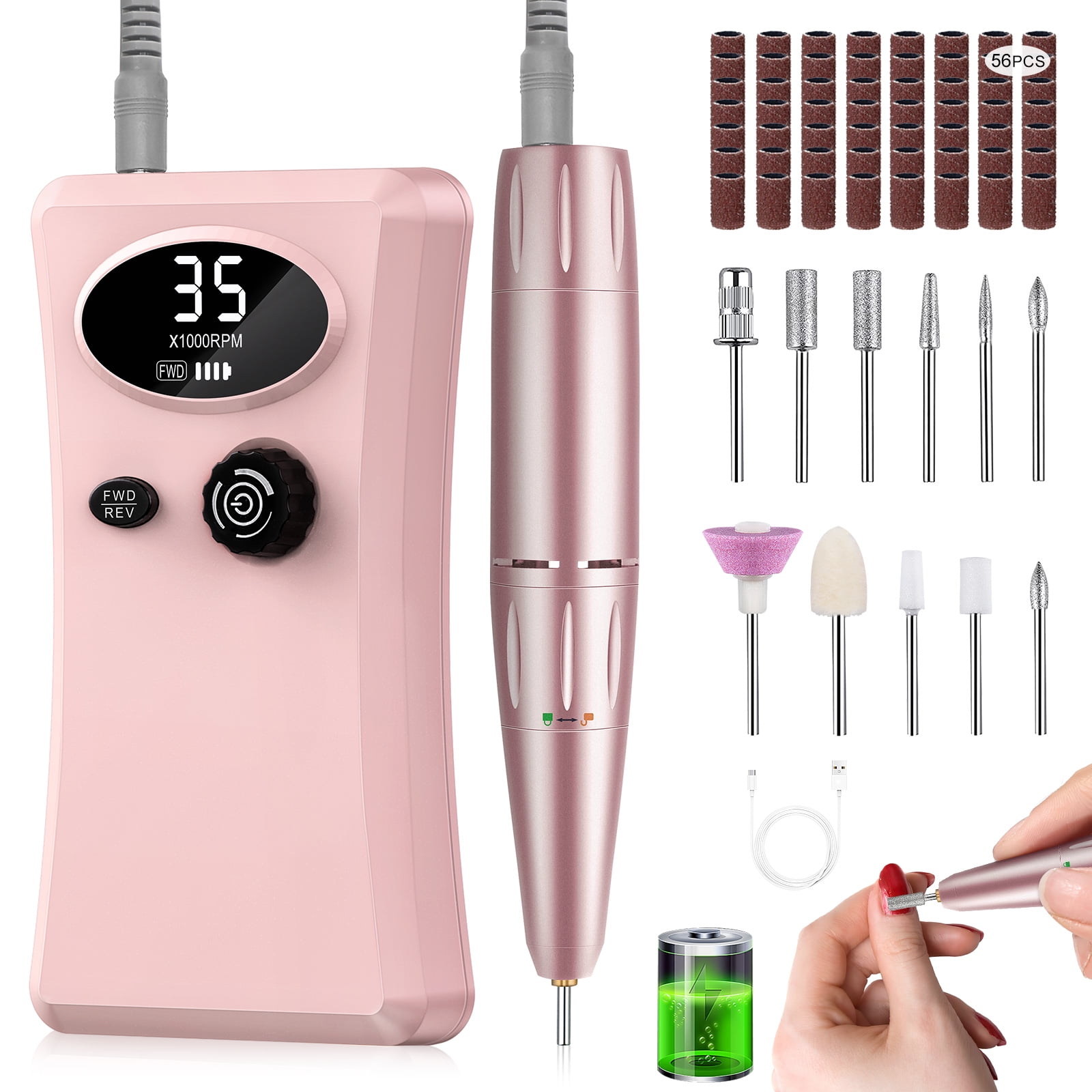 Cadrim Professional Manicure Pedicure Set Portable Electric Nail ...
