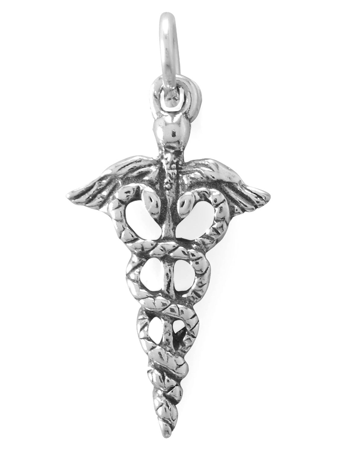 Caduceus Charm Sterling Silver with Antique Finish - Walmart.com
