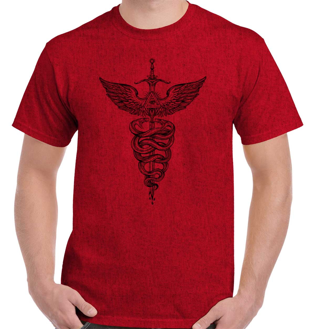 Caduceus Medical Symbol Sword Snakes Men's Graphic T Shirt Tees Brisco ...
