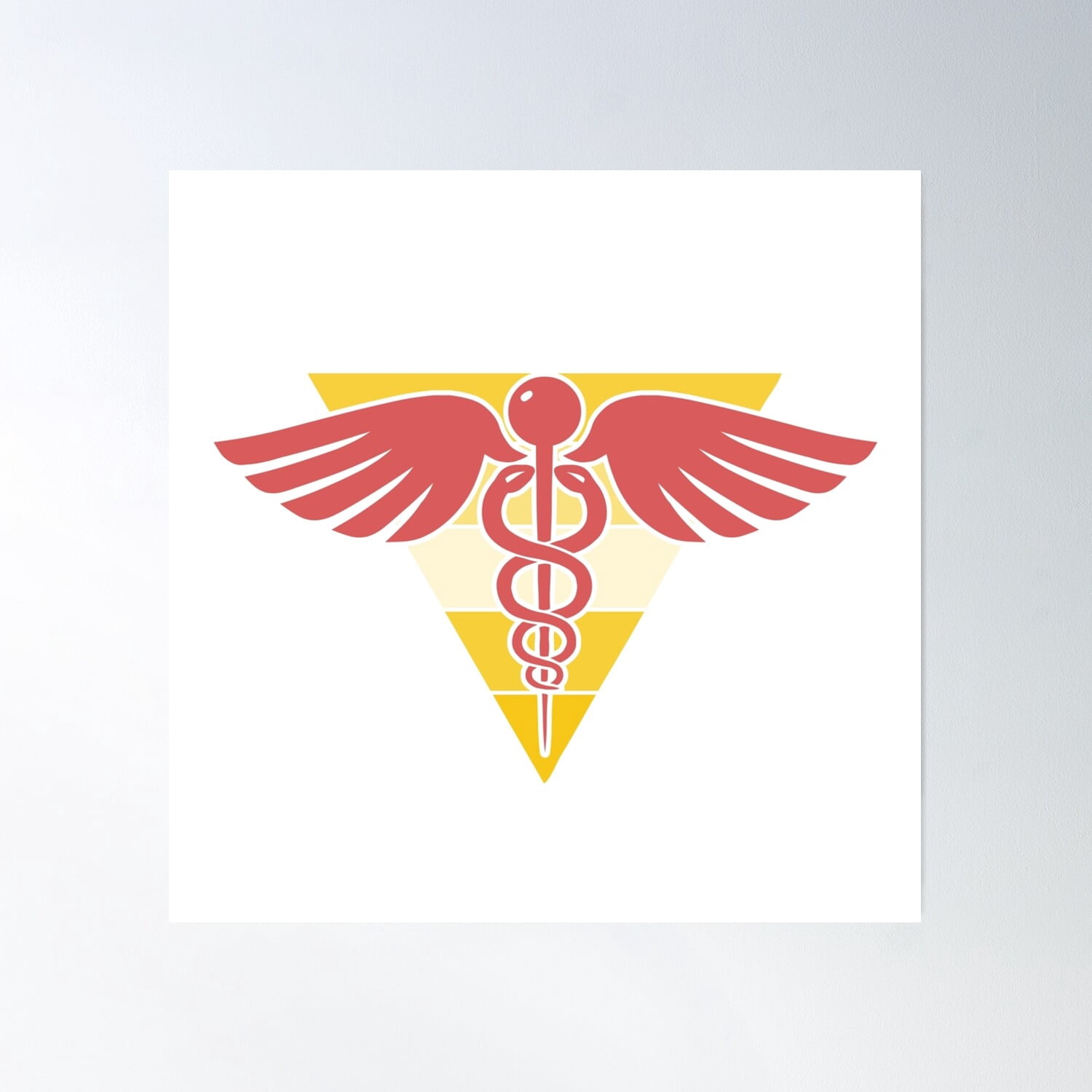 Caduceus, Hero Wings - Red And Gold Triangle Poster Wall Art, Modern ...