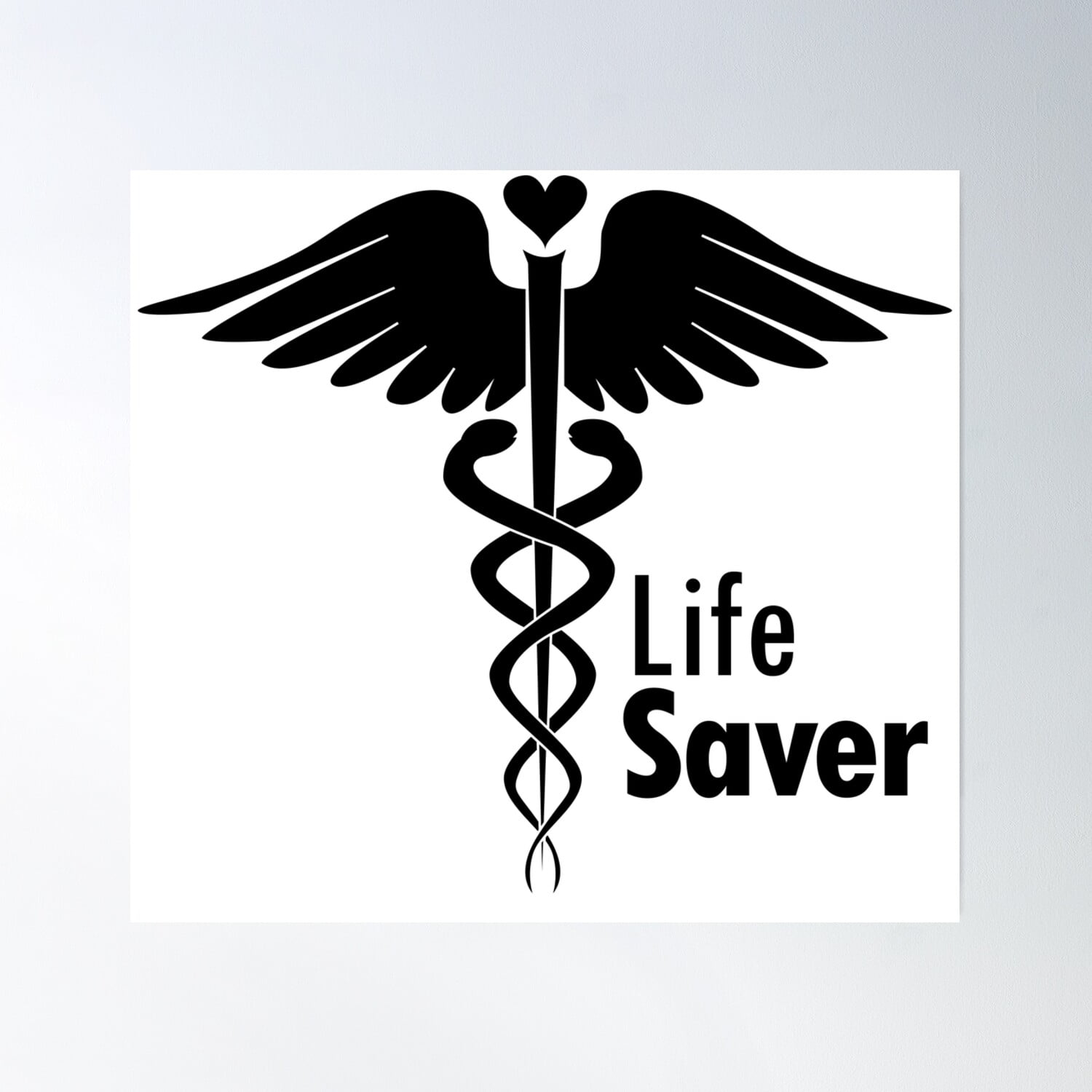 Caduceus (Life Saver: Heart On Top) Poster Wall Art, Modern Wall Decor ...