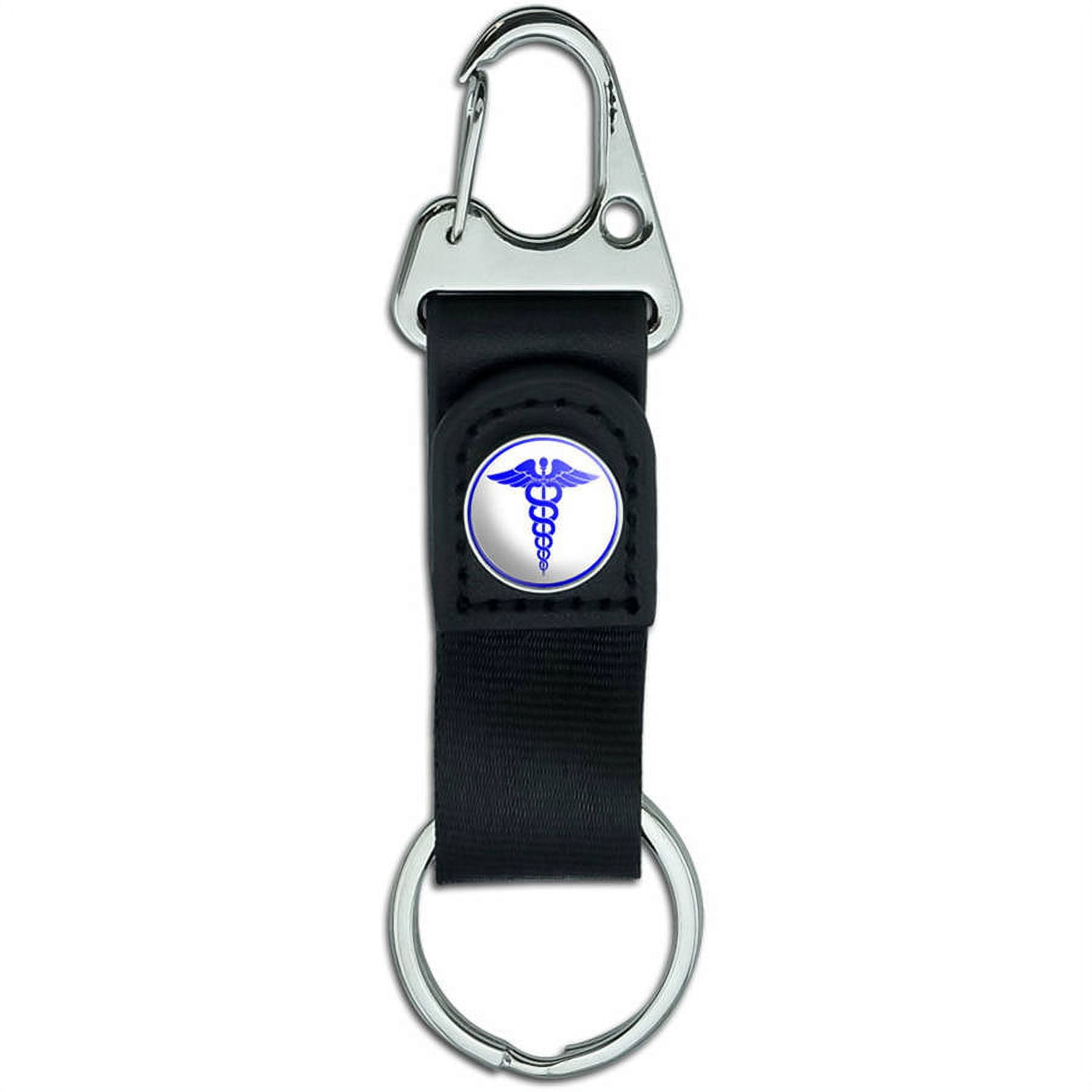 Caduceus Medical Blue, Doctor MD RN EMT Belt Clip On Carabiner Leather ...