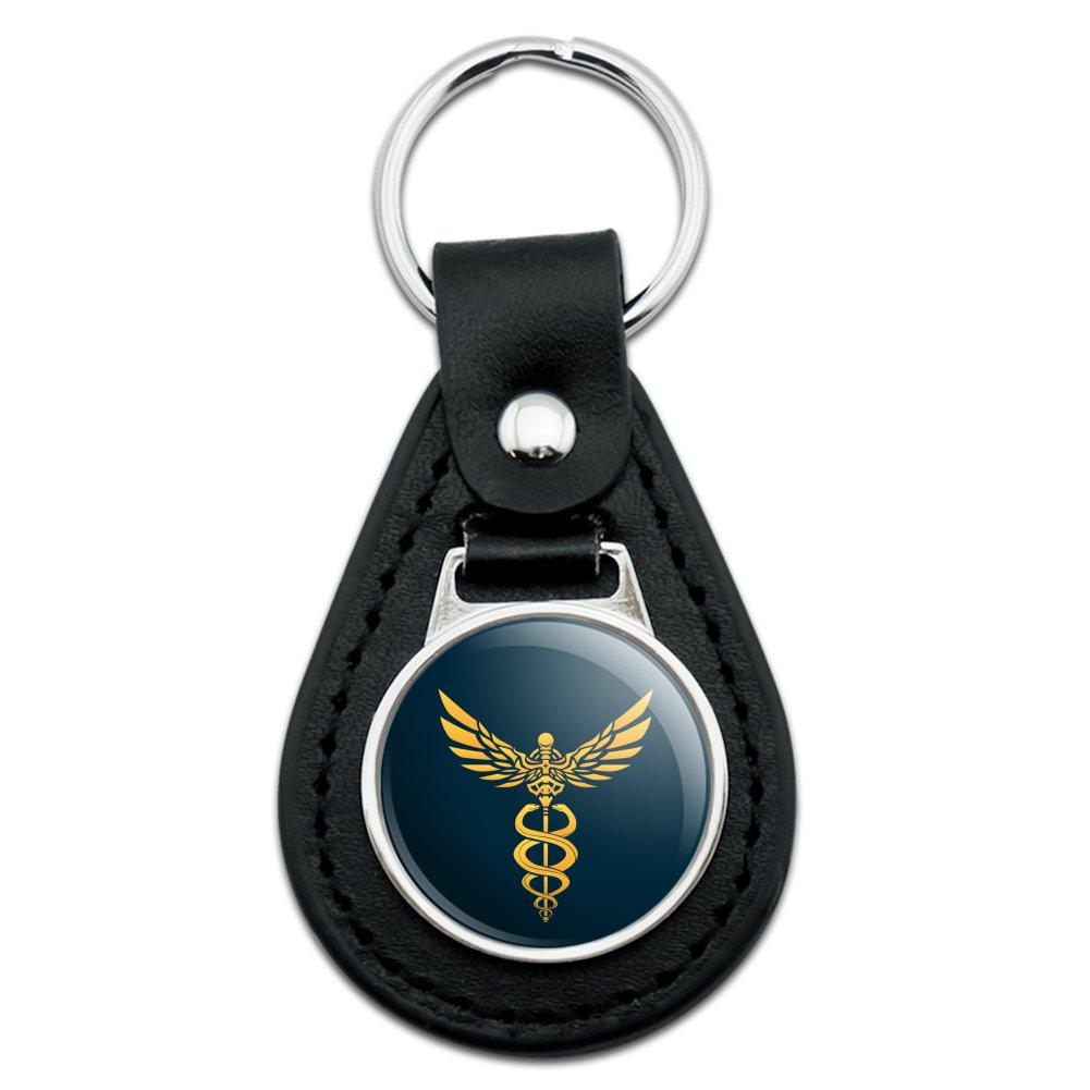Caduceus Medical Symbol Doctor Nurse EMT Black Leather Keychain ...