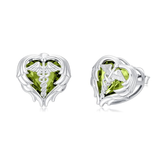 Caduceus Nurse Earrings 925 Sterling Silver Nurse Angel Wing Heart ...
