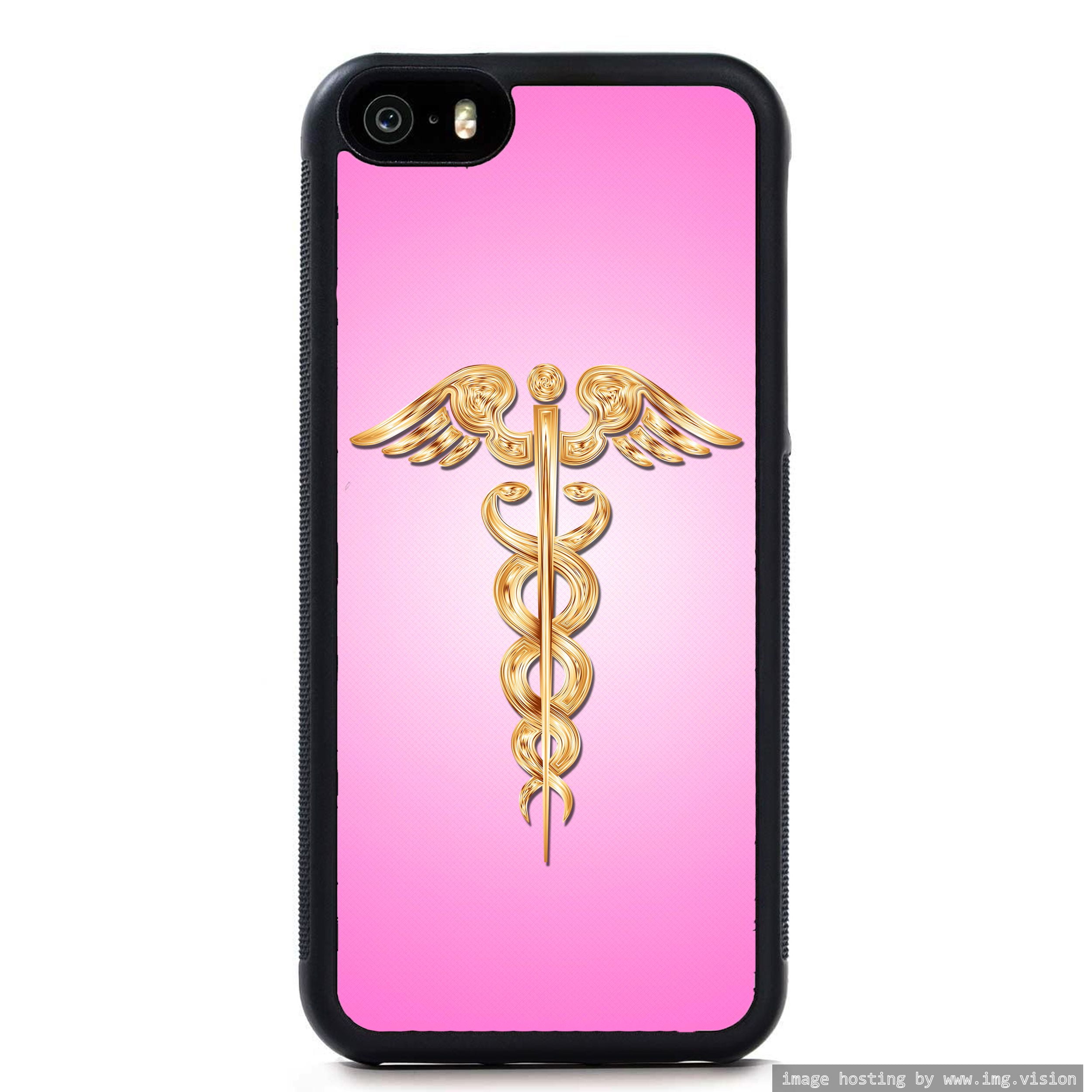 Caduceus Sign Doctor Nurse Medical Assistant Pink Slim Hard Rubber ...