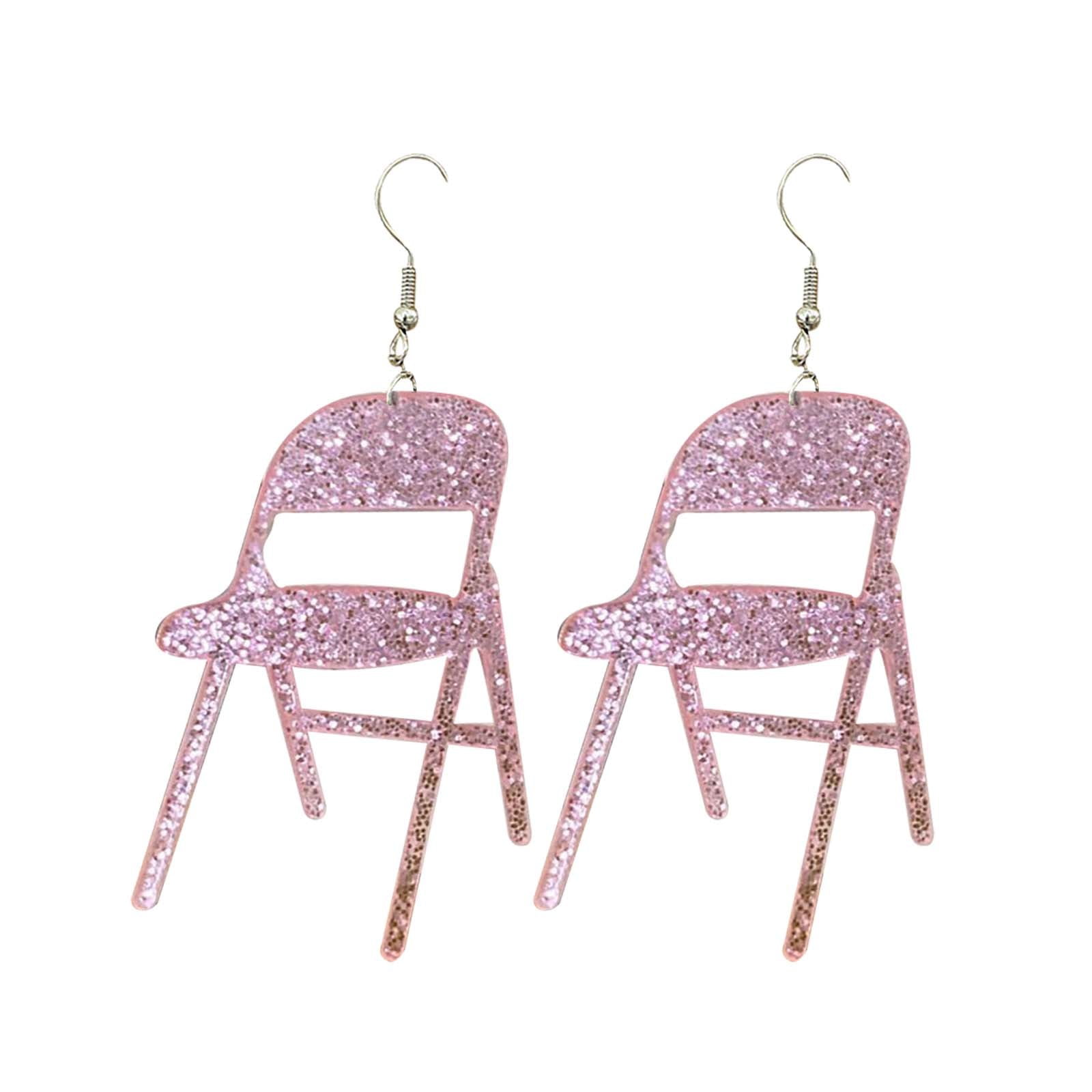 Caeoweyjj Pink Unique Statement Stacking Folding Chair Earrings Fun ...