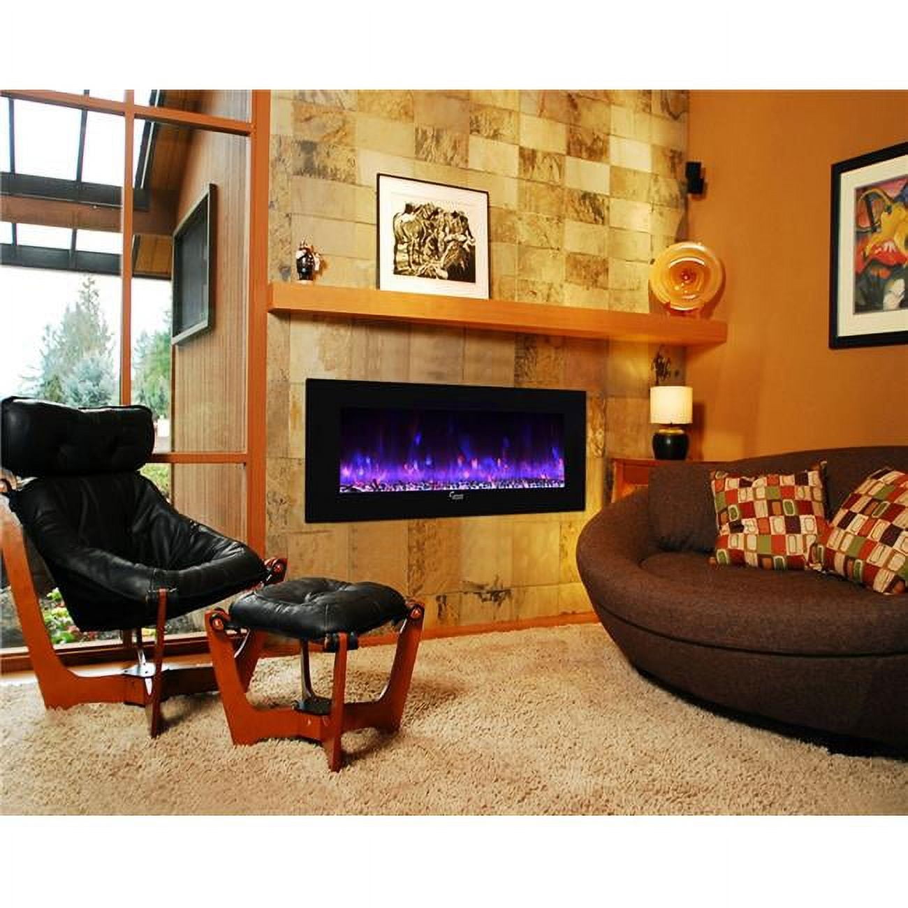 Caesar Fireplace 50 in. Luxury Linear Wall Mount Recess Freestanding ...
