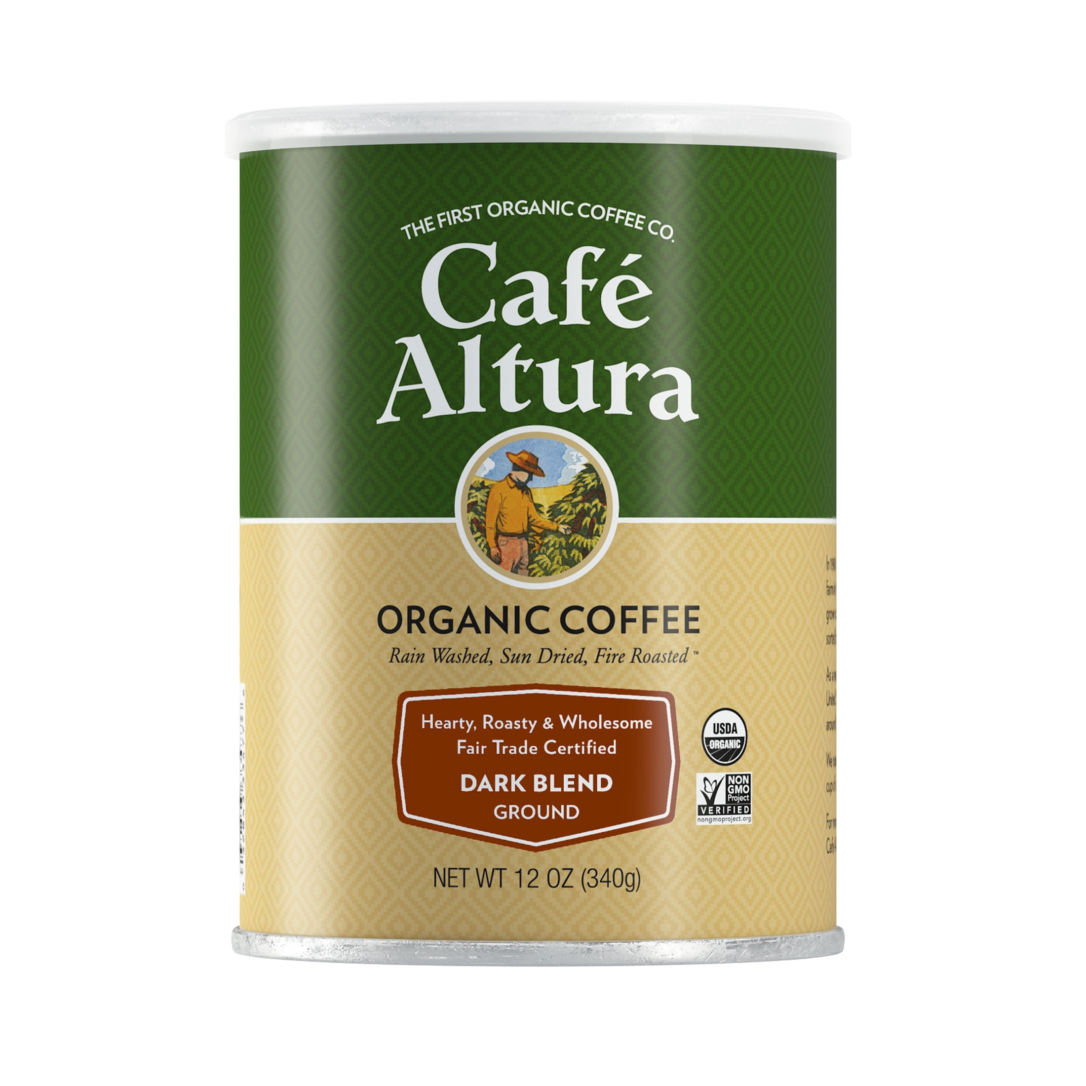 Café Altura Ground Organic Coffee, Fair Trade Dark Blend, 12 oz Can ...