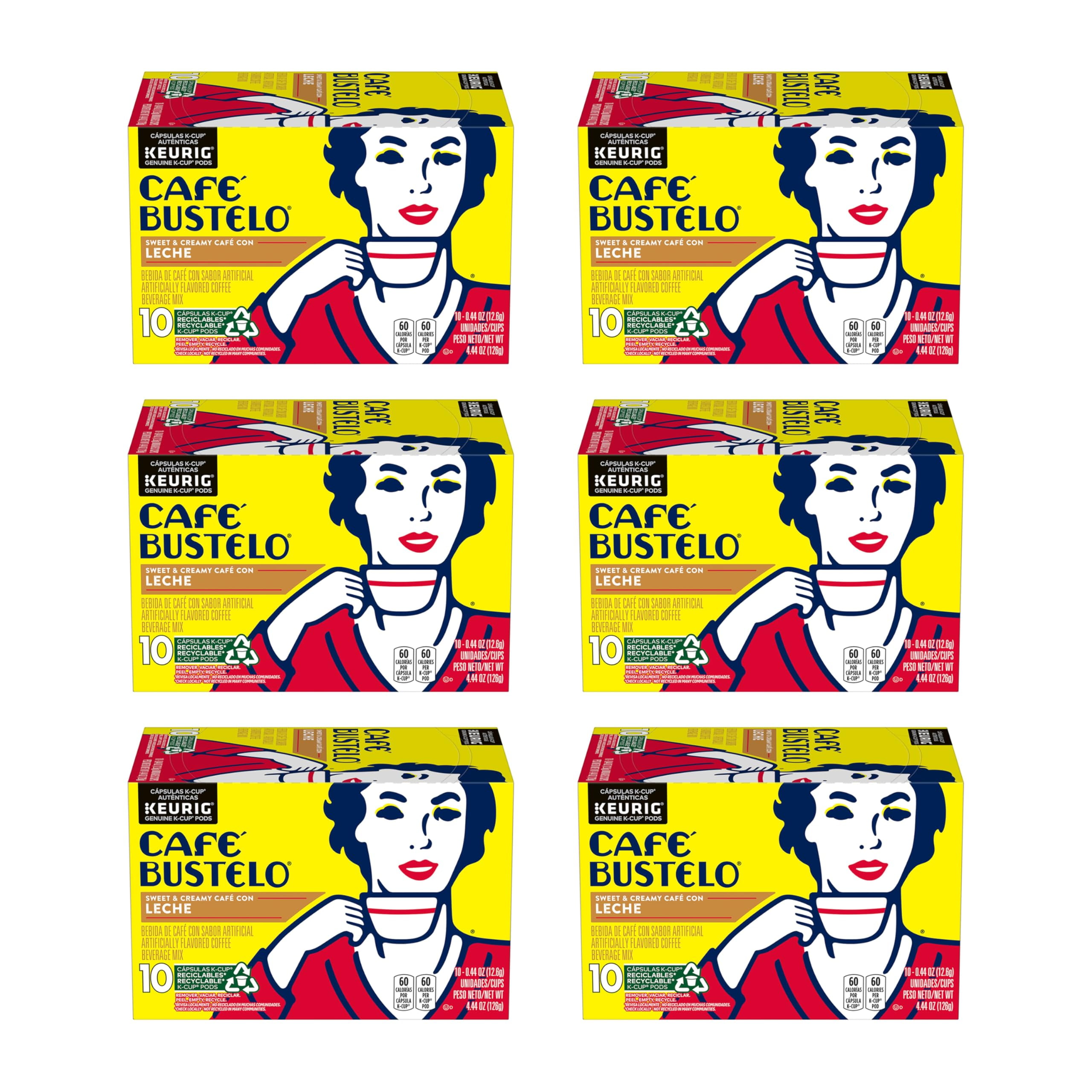 Café Bustelo Café con Leche Flavored Espresso Style Coffee, 60 Keurig K ...