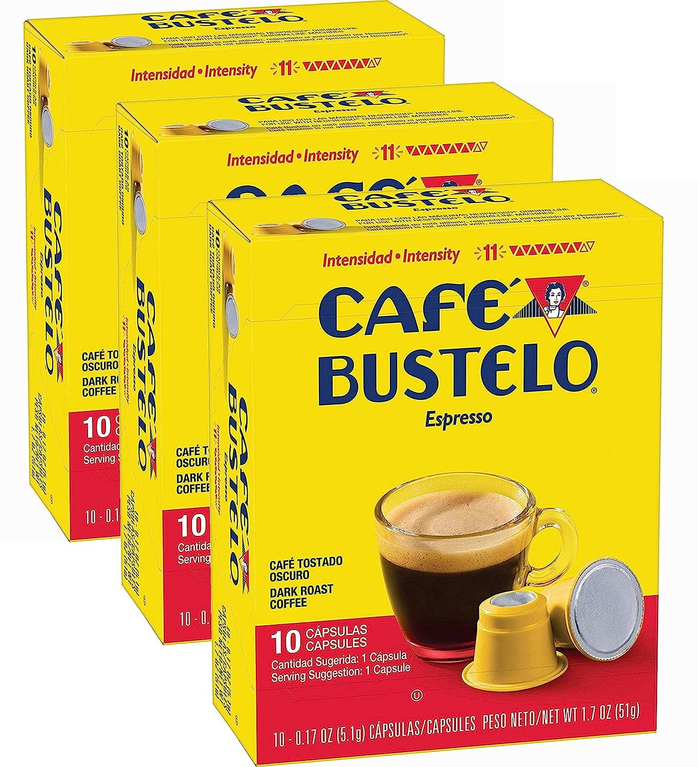 Café Bustelo Original Espresso Dark Roast Coffee, 30 Count Capsules for ...