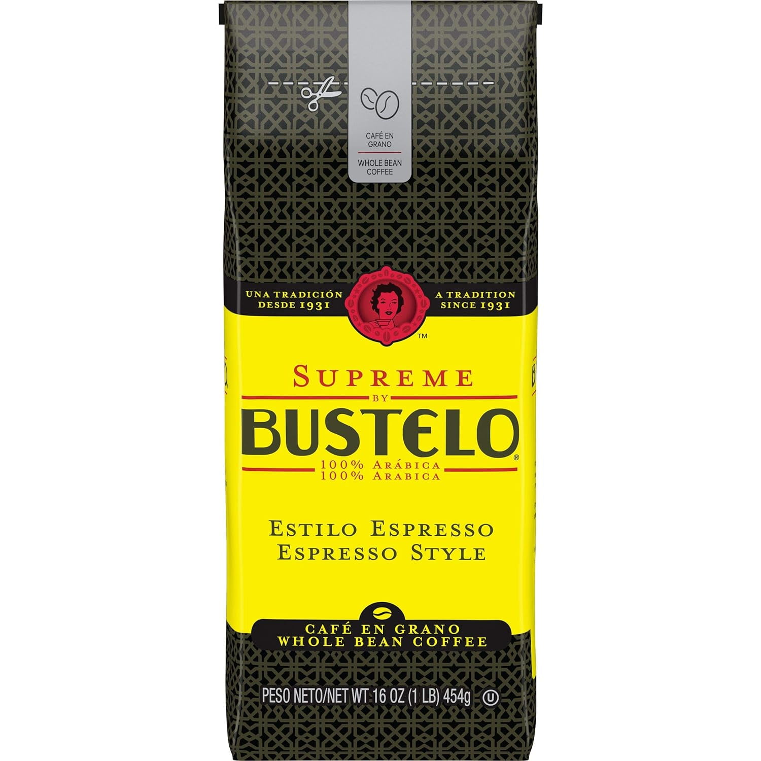 Café Bustelo Supreme Espresso Style 100% Arabica Whole Bean Coffee, 16 ...