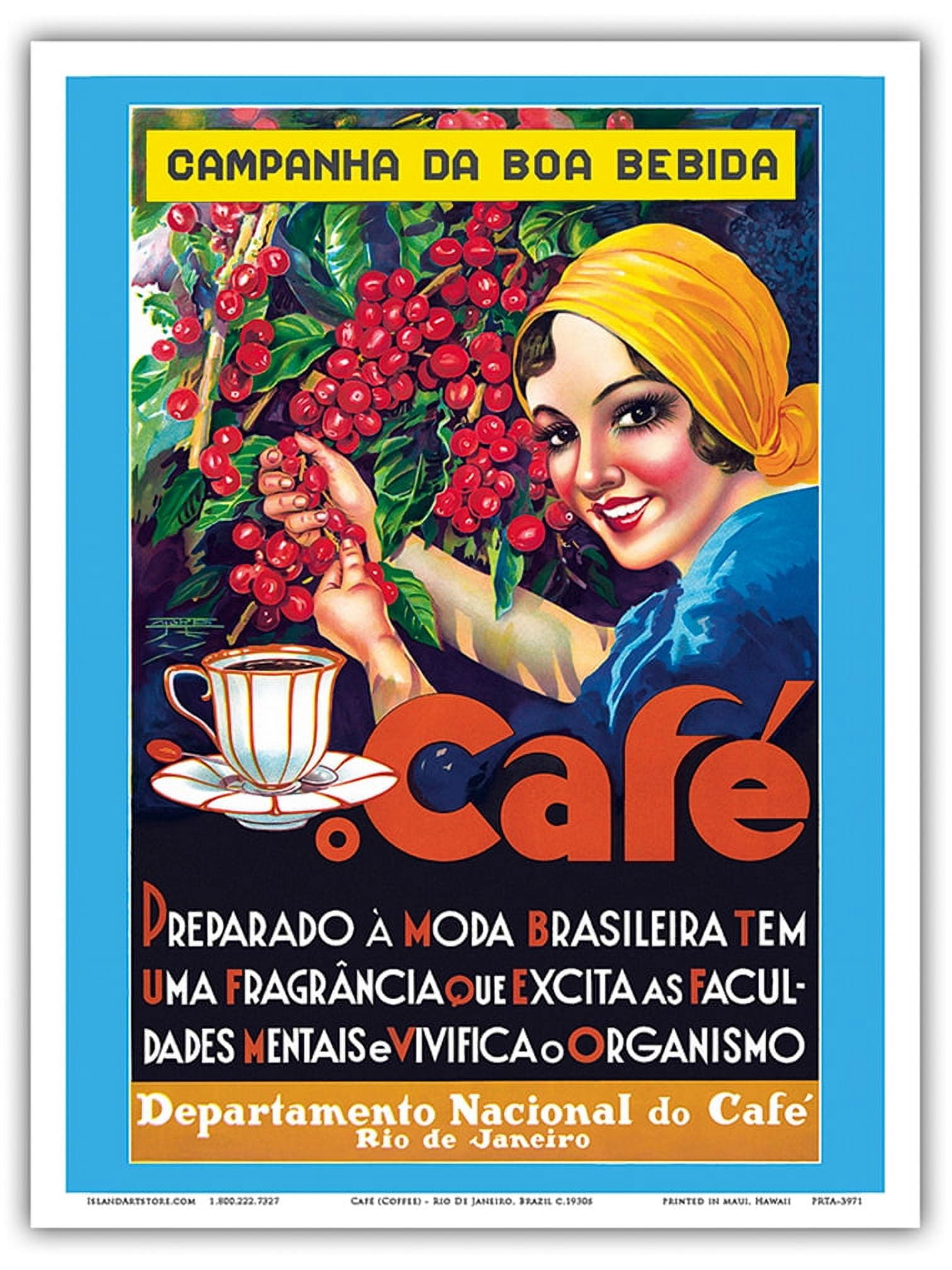 Café (Coffee) - Rio De Janeiro Brazil - Vintage Advertising Poster c ...