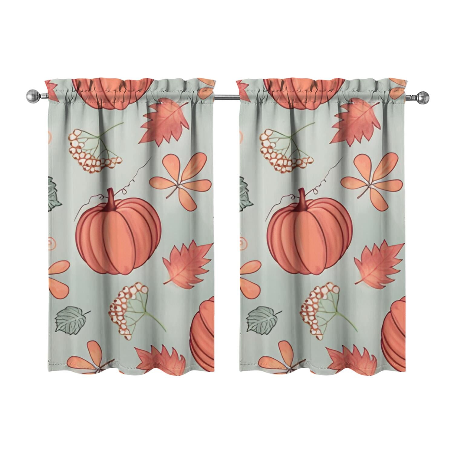Caf Curtains Fall Harvest Pumpkin Sunflower Thanksgiving Rustic Golden ...