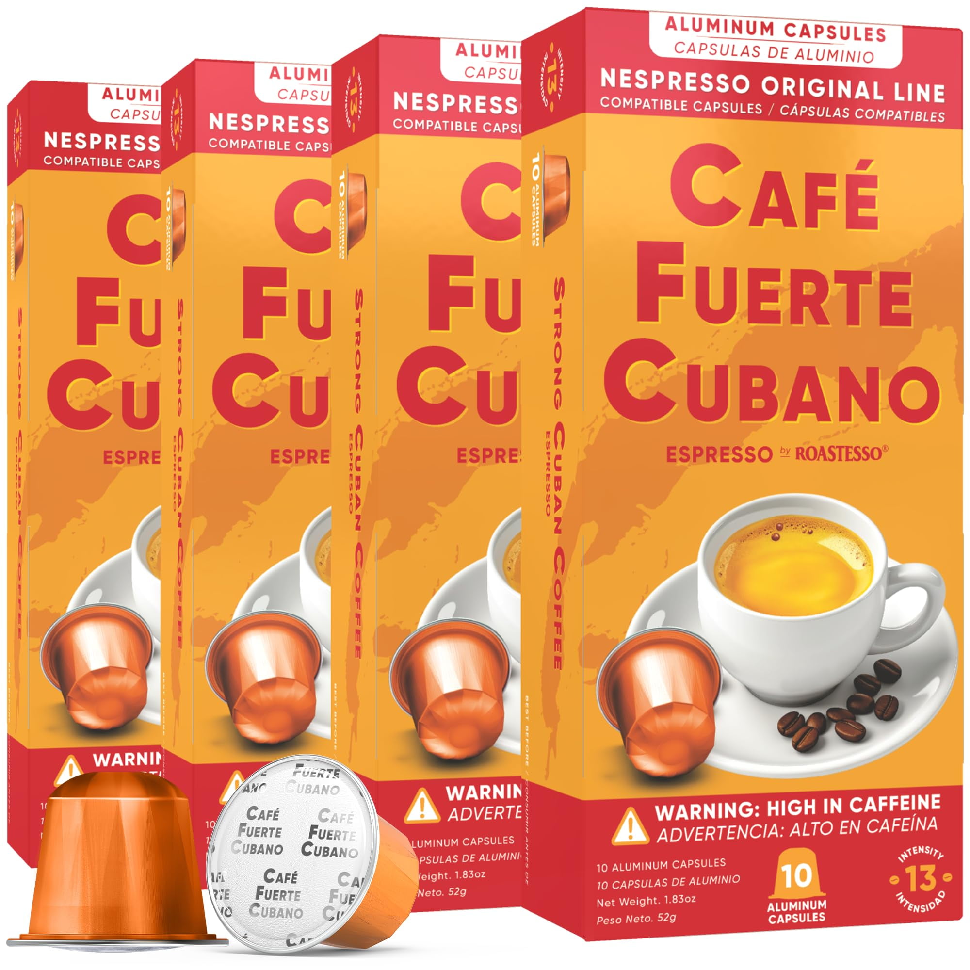 Café Fuerte Cubano, Aluminum Espresso Capsules, Compatible with ...