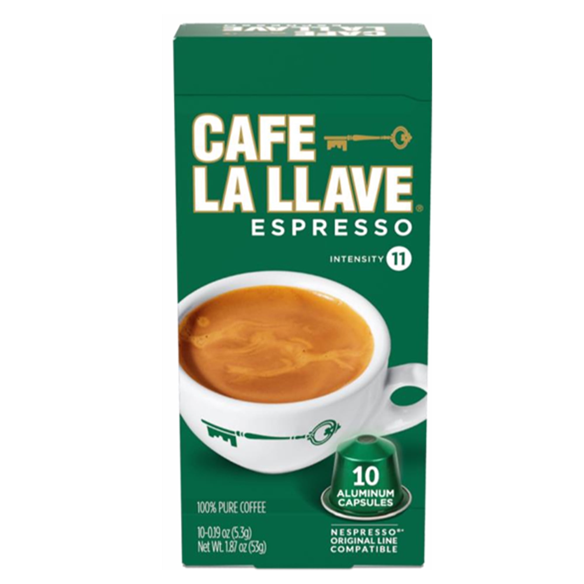 Café La Llave Espresso Capsules:10 Recyclable Aluminum Capsules, Dark ...