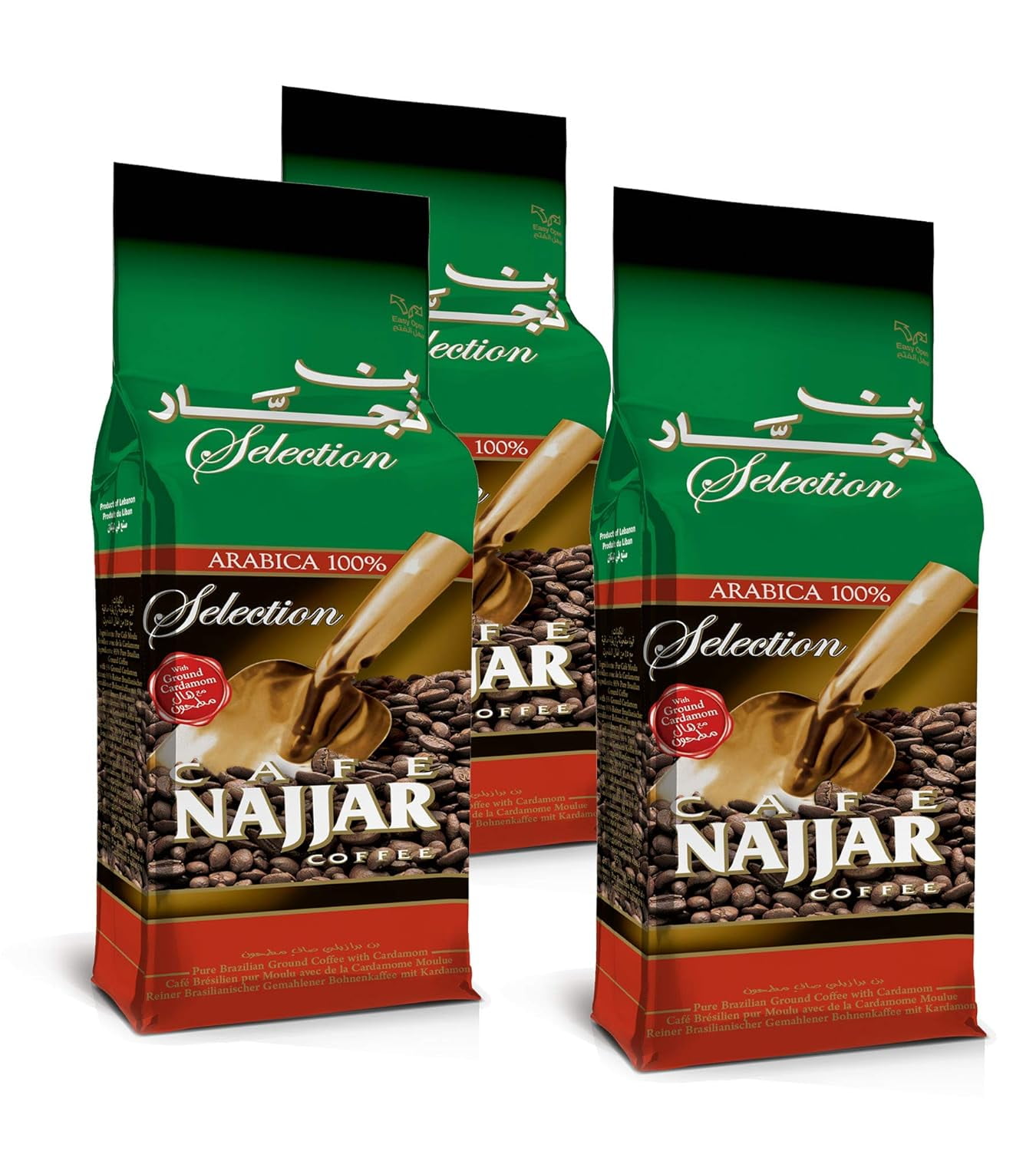 Café Najjar, Turkish Coffee with Cardamom, 3 x 450 Gr, 100% Arabica ...