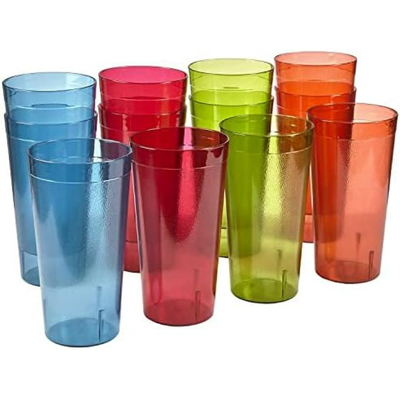Café Plastic Reusable Tumblers (Set of 12) 32-ounce Iced-Tea Cups ...