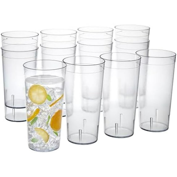 Café Plastic Reusable Tumblers (Set of 12) 32-ounce Iced-Tea Cups Clear ...