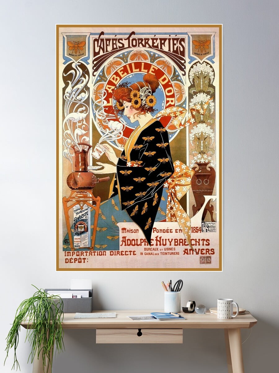 Cafã©S Torrã©Fiã©S Labeille Dor. French Art Nouveau Poster Poster Wall ...