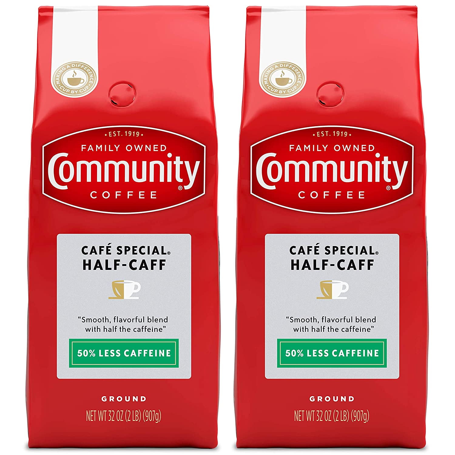 Café Special Half-Caff Ground Coffee, Medium Dark Roast, 32 Ounce Bag ...